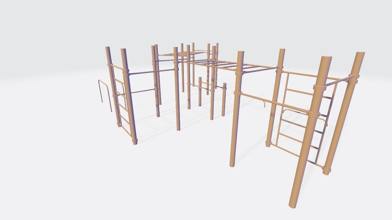 Calisthenics Station 2 Outdoor Fitness Equipment Street Workout 3D ...