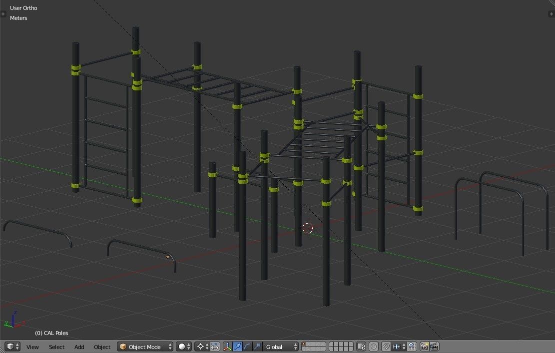 Calisthenics Station 2 Outdoor Fitness Equipment Street Workout 3D ...