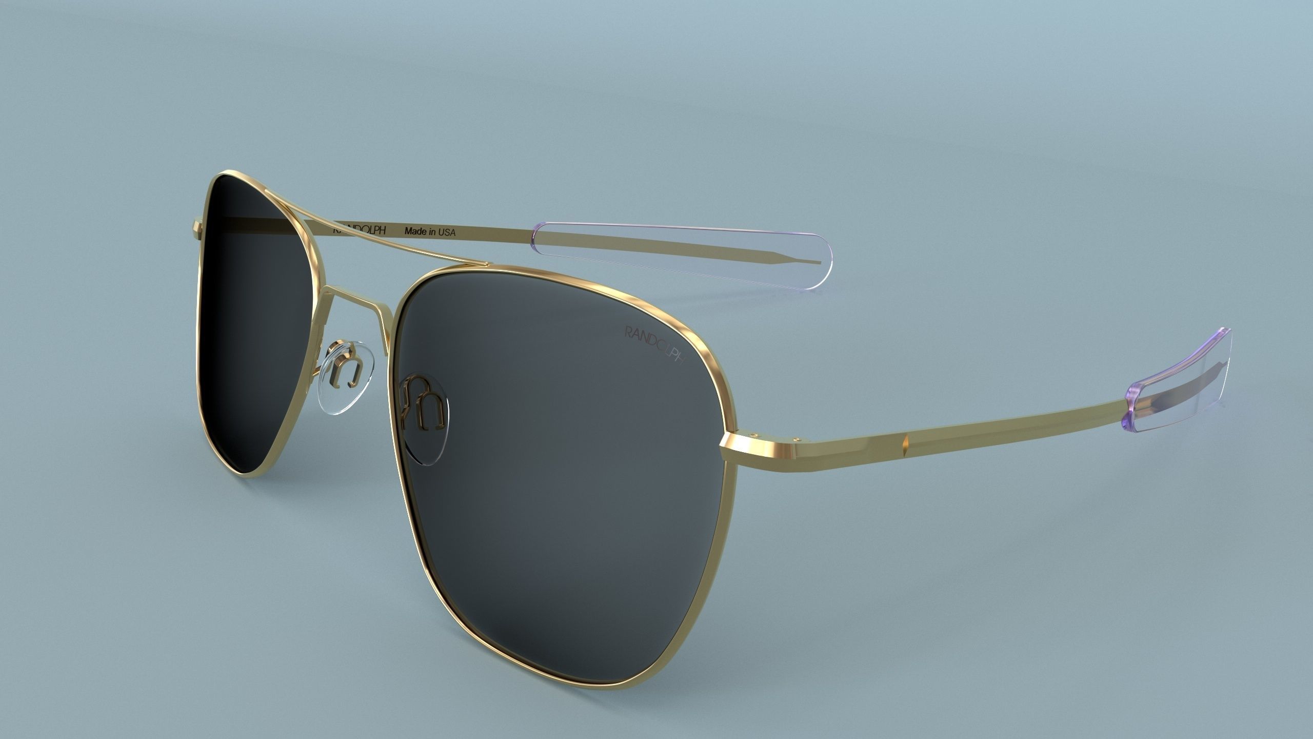 Sunglasses Randolph Aviator Gold Polarized 3D model | CGTrader