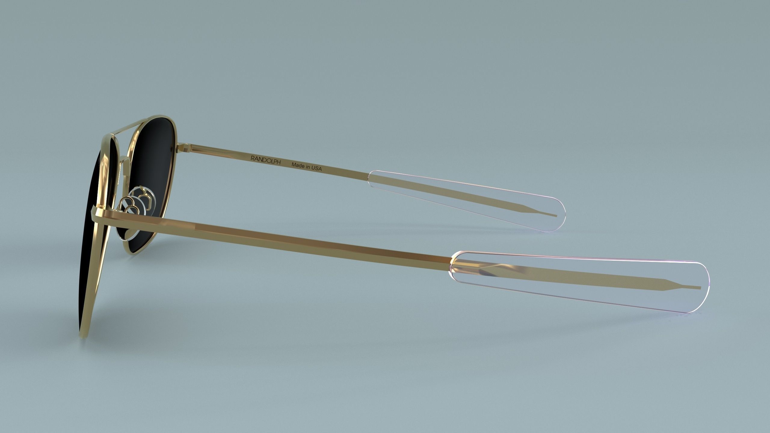 Sunglasses Randolph Aviator Gold Polarized 3D model | CGTrader