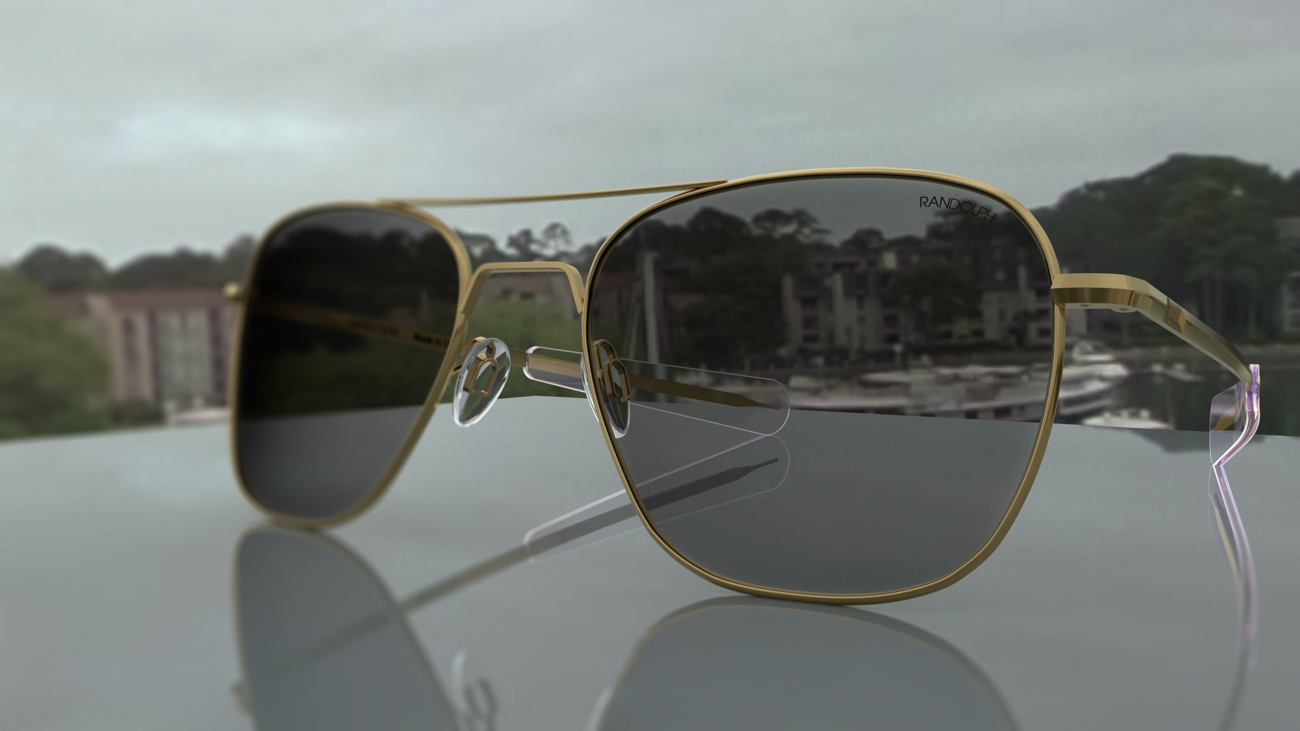 Sunglasses Randolph Aviator Gold Polarized 3D model | CGTrader