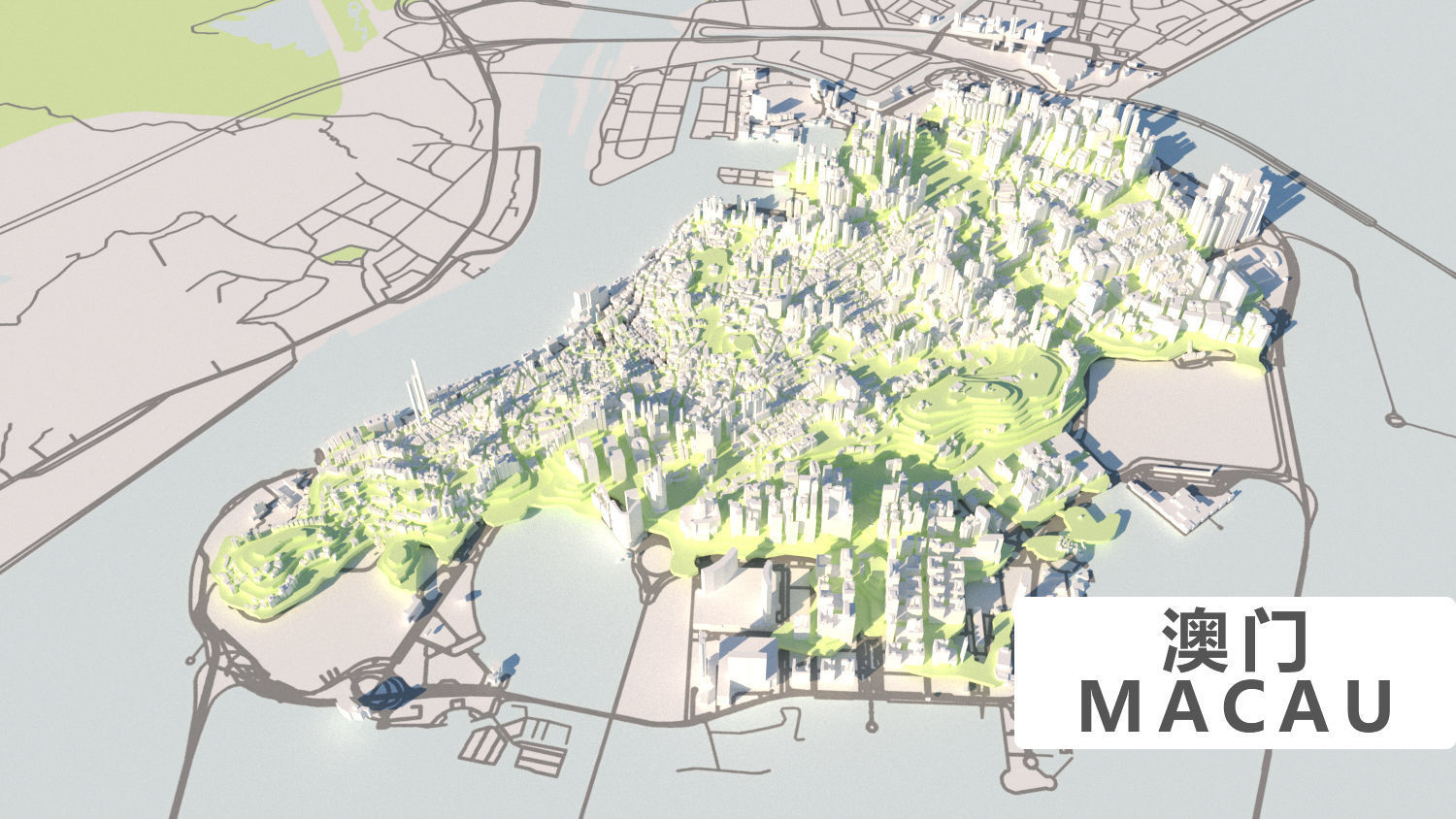 Macau urban planning maquett building Terrain 3D model | CGTrader