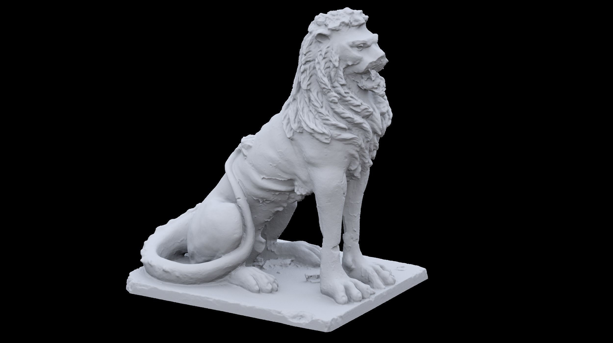 Abandoned and Damaged Lion Statue 3D model | CGTrader