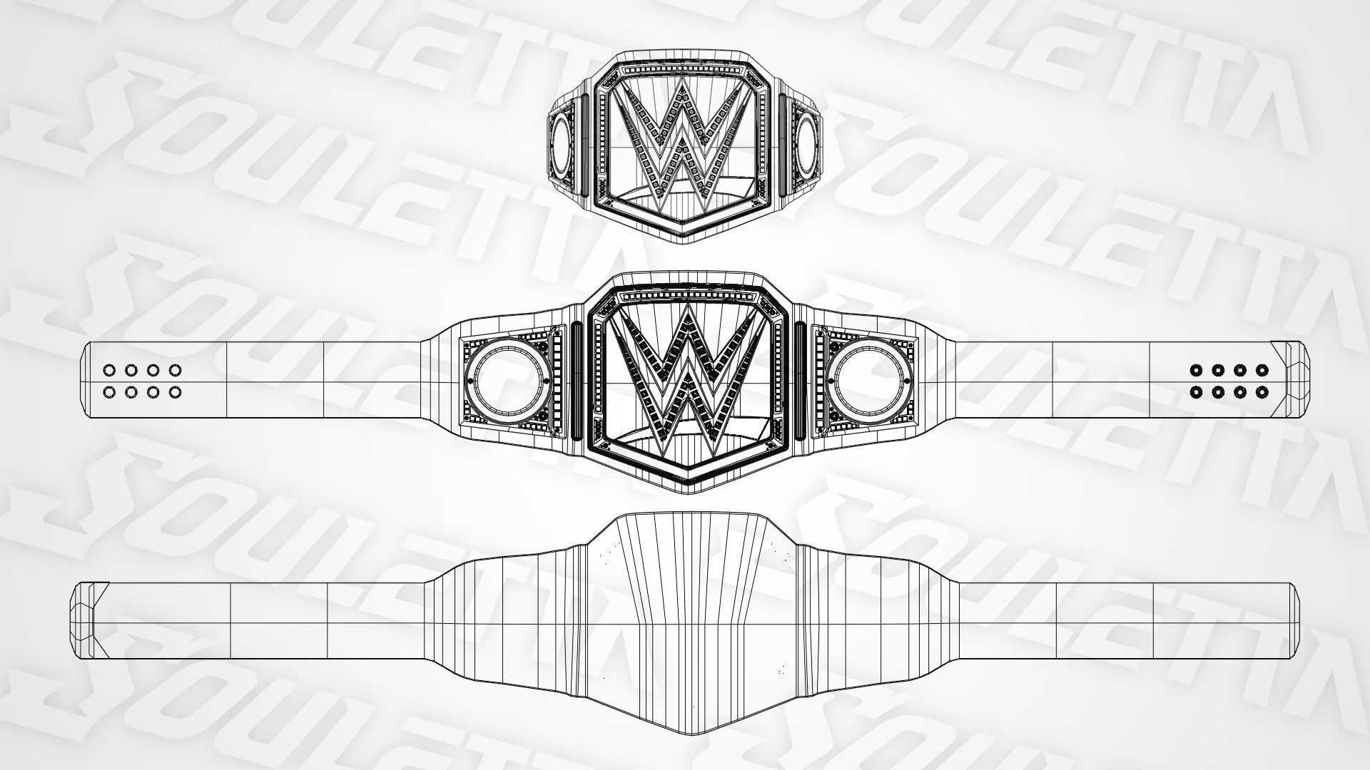 WWE World Heavyweight Championship 3D model animated rigged | CGTrader