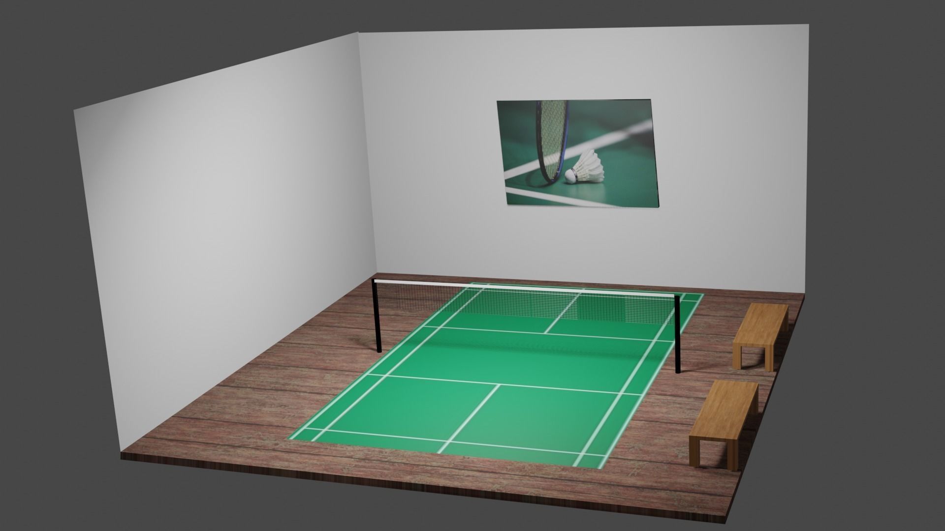Badminton court free 3D model | CGTrader