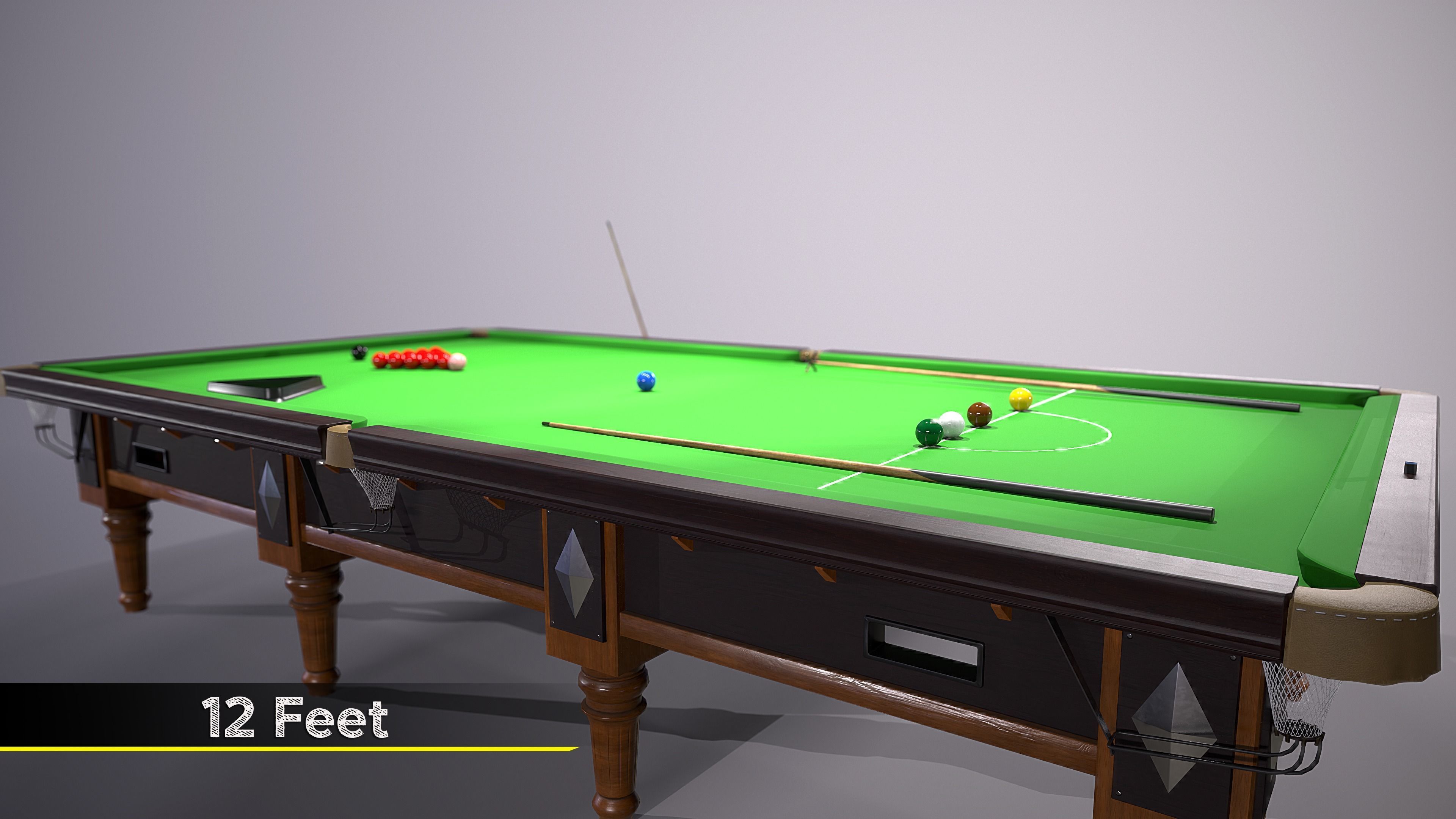 3D model 12ft Snooker Pool Table VR / AR / low-poly | CGTrader