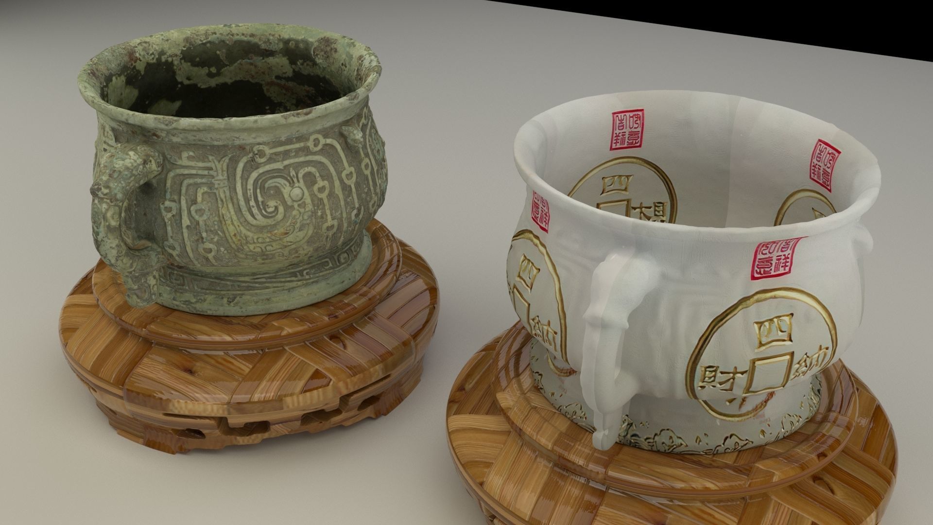 chinese display stand with pot 3D model | CGTrader