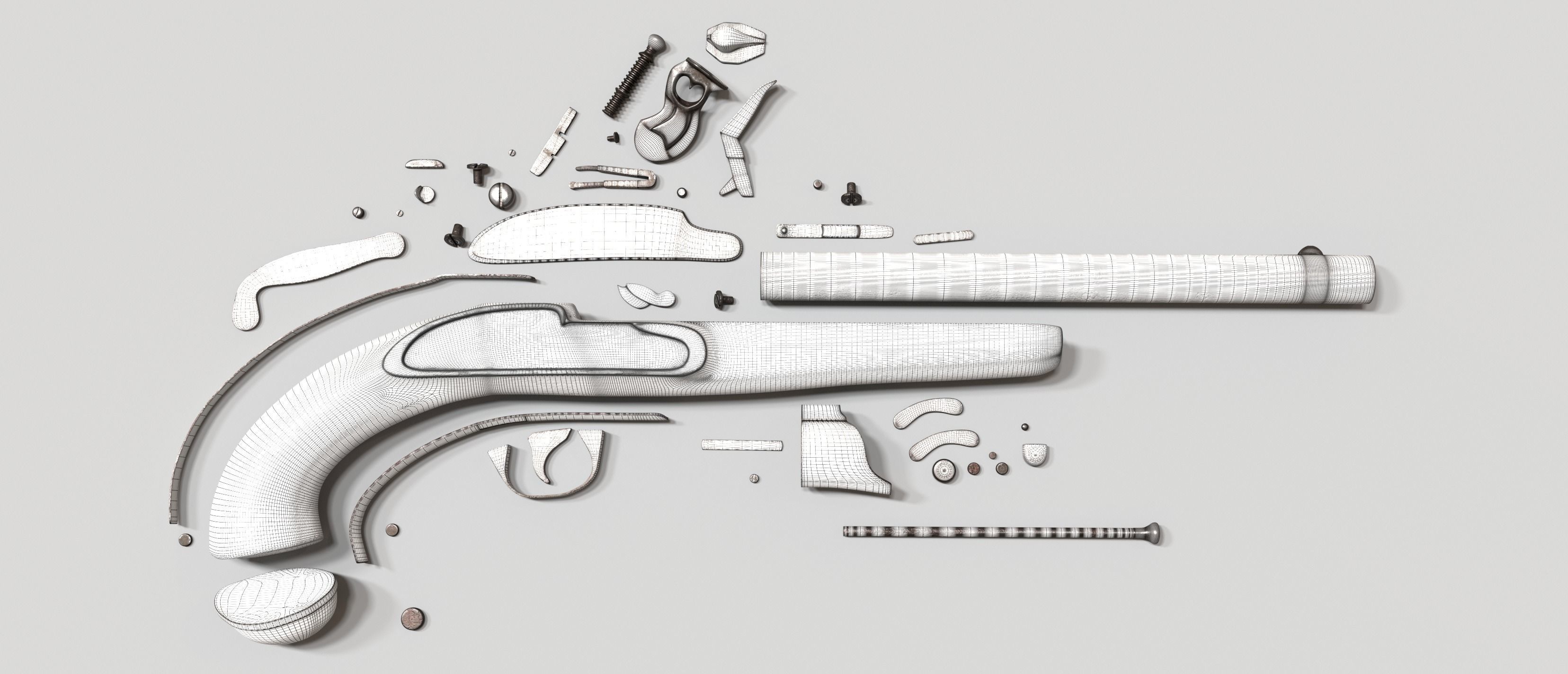 flintlock pistol 3D model | CGTrader