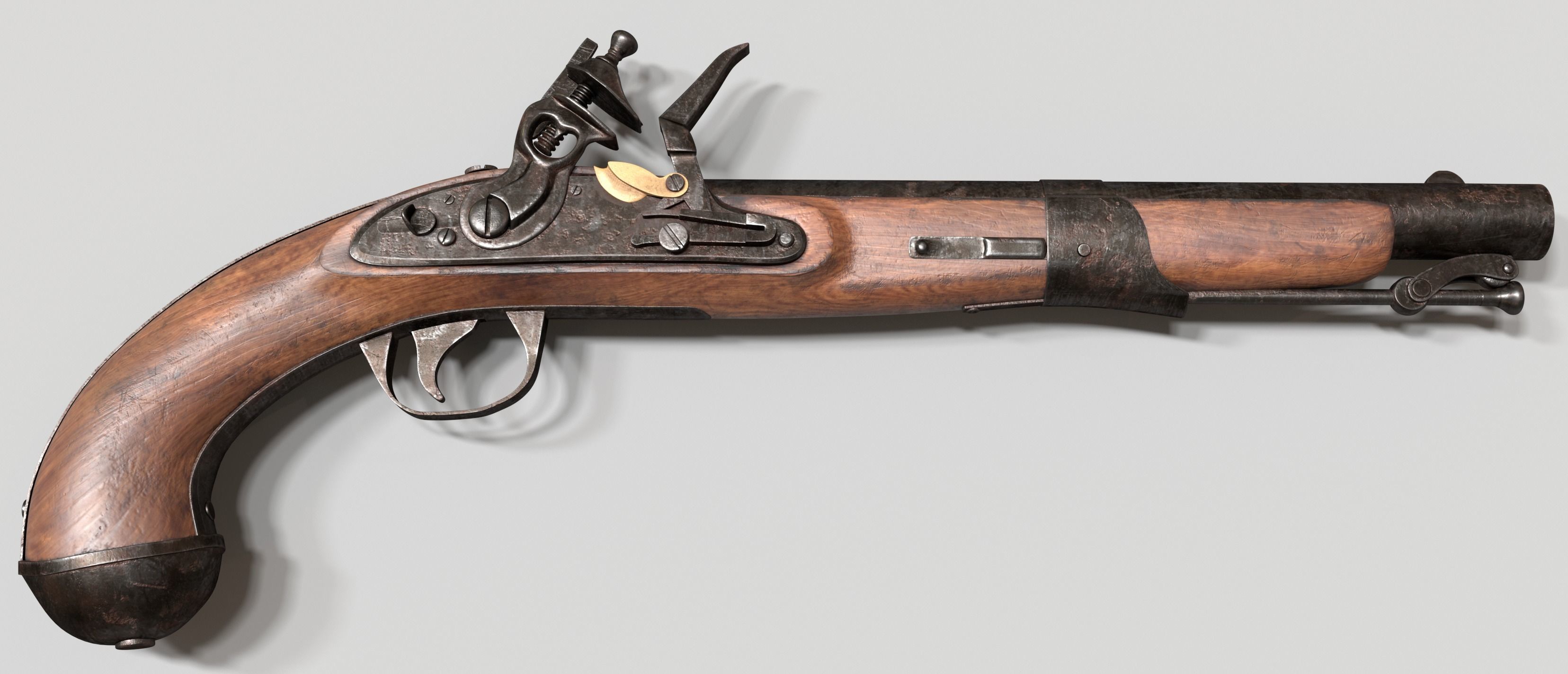 flintlock pistol 3D model | CGTrader