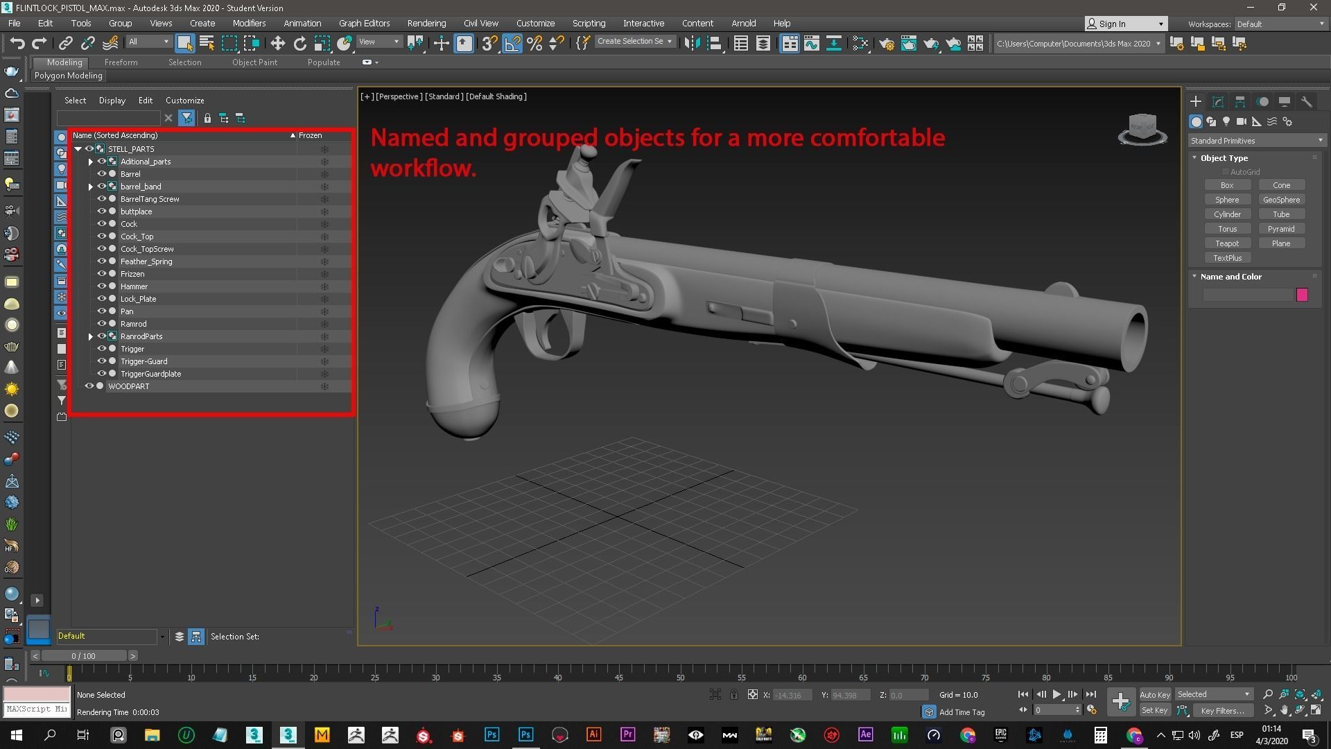 flintlock pistol 3D model | CGTrader