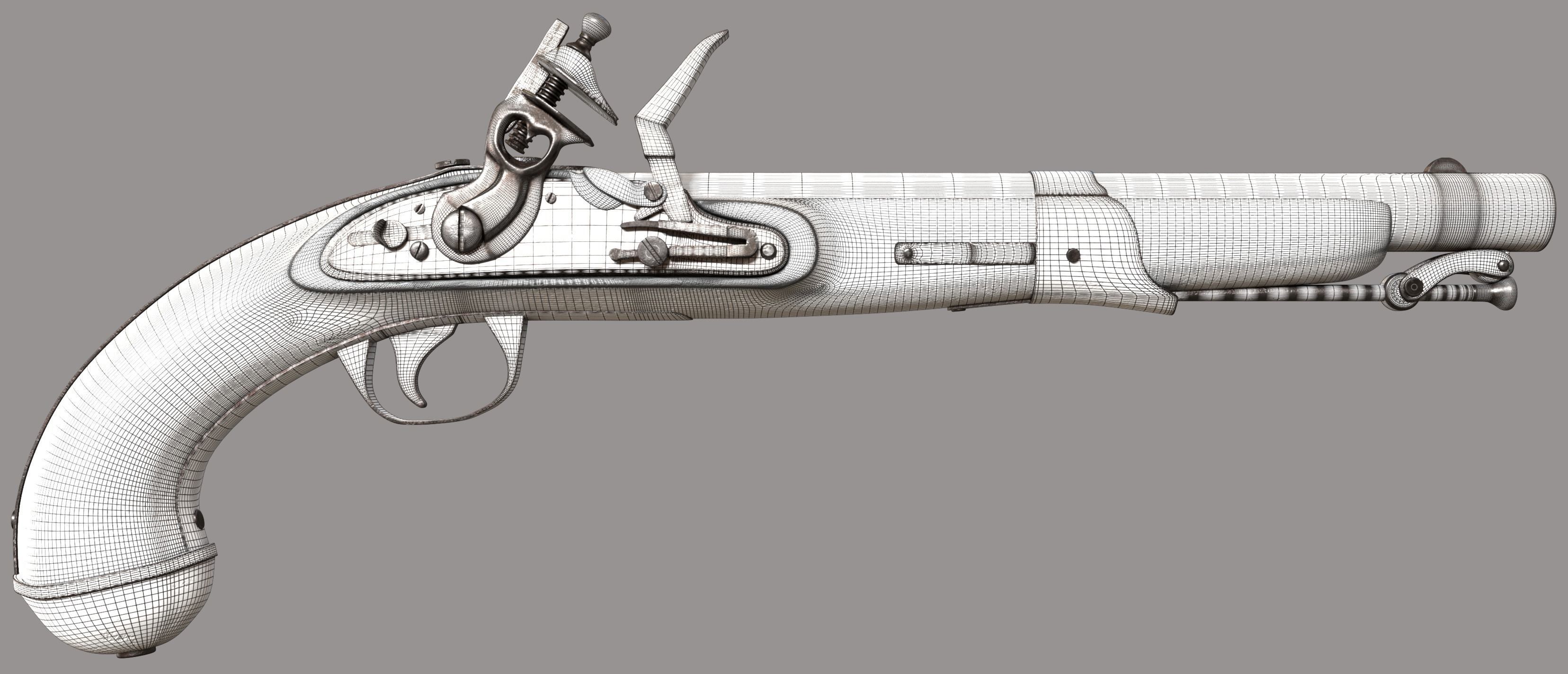 flintlock pistol 3D model | CGTrader