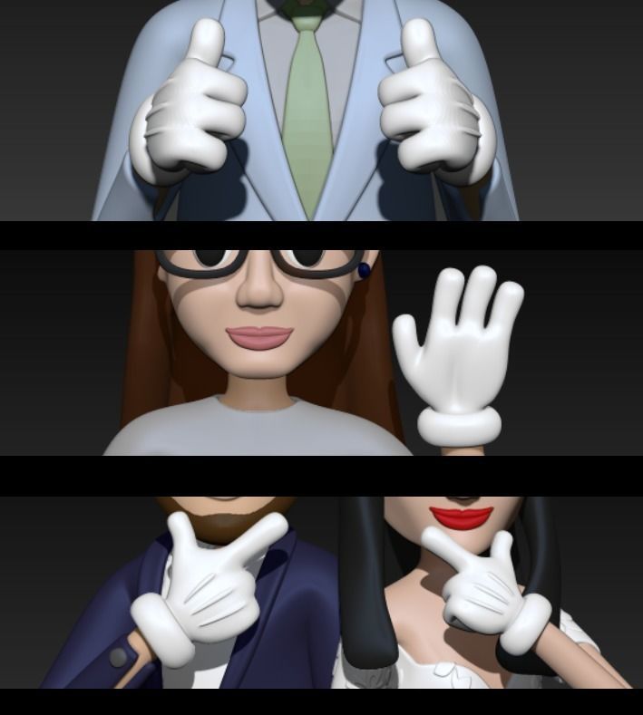 3D model Cartoon glove stylized hand rigged with 4 fingers VR / AR ...