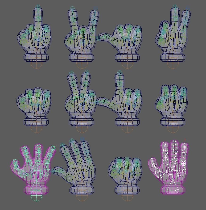 3D model Cartoon glove stylized hand rigged with 4 fingers VR / AR ...