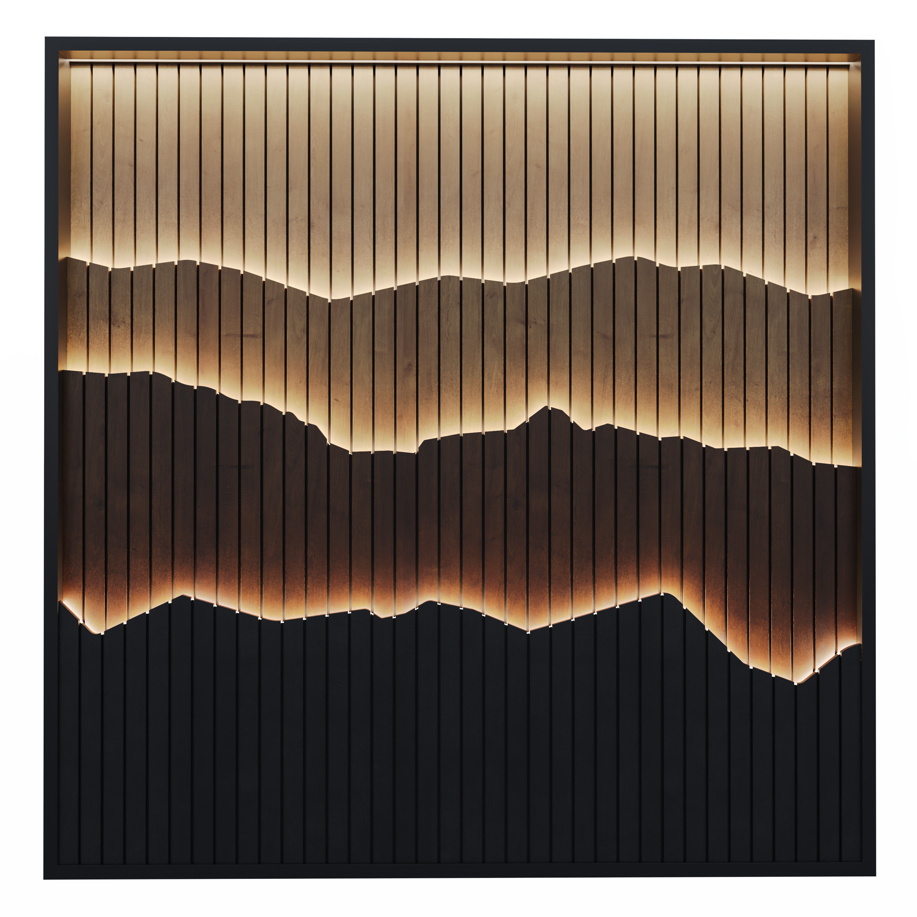 Wall Wood Panel Light Set 3D model | CGTrader