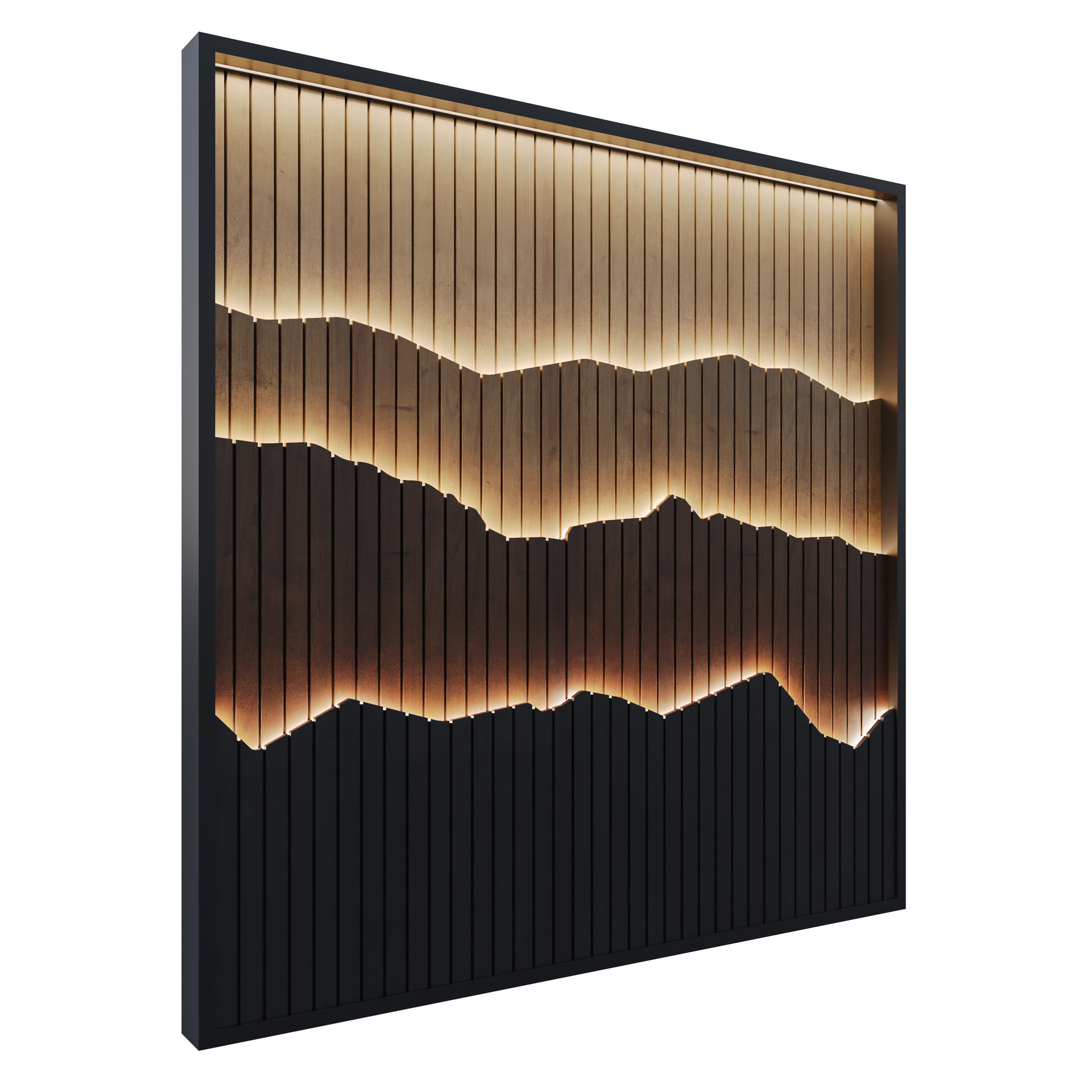 Wall Wood Panel Light Set 3D model | CGTrader