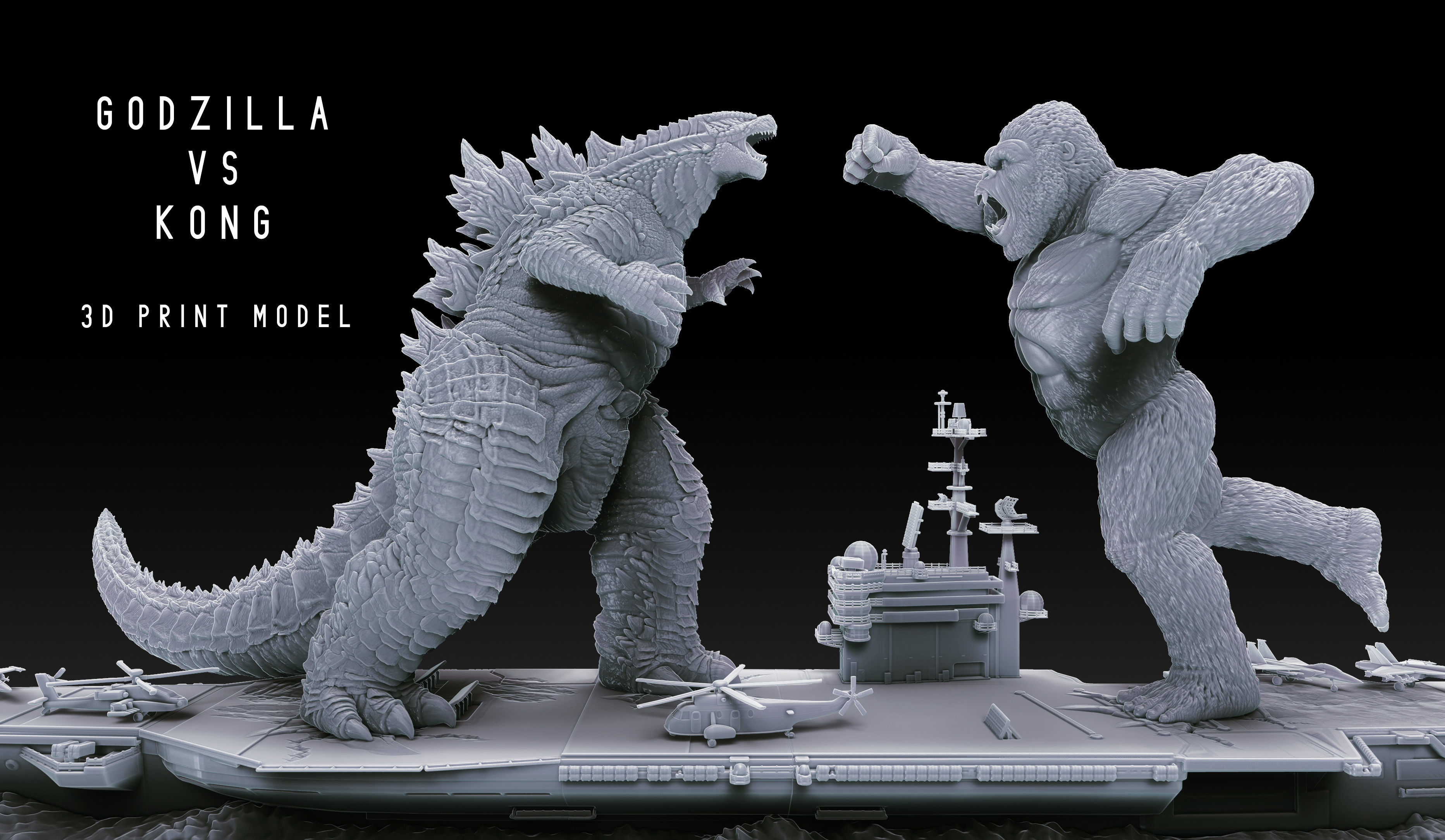 Godzilla vs Kong Diorama Monsterverse 3D model 3D printable | CGTrader