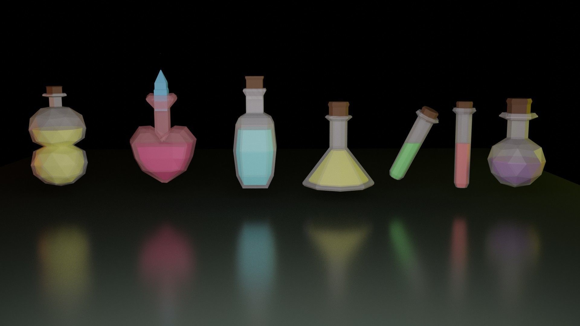 3D model Low Poly Potions models VR / AR / low-poly | CGTrader