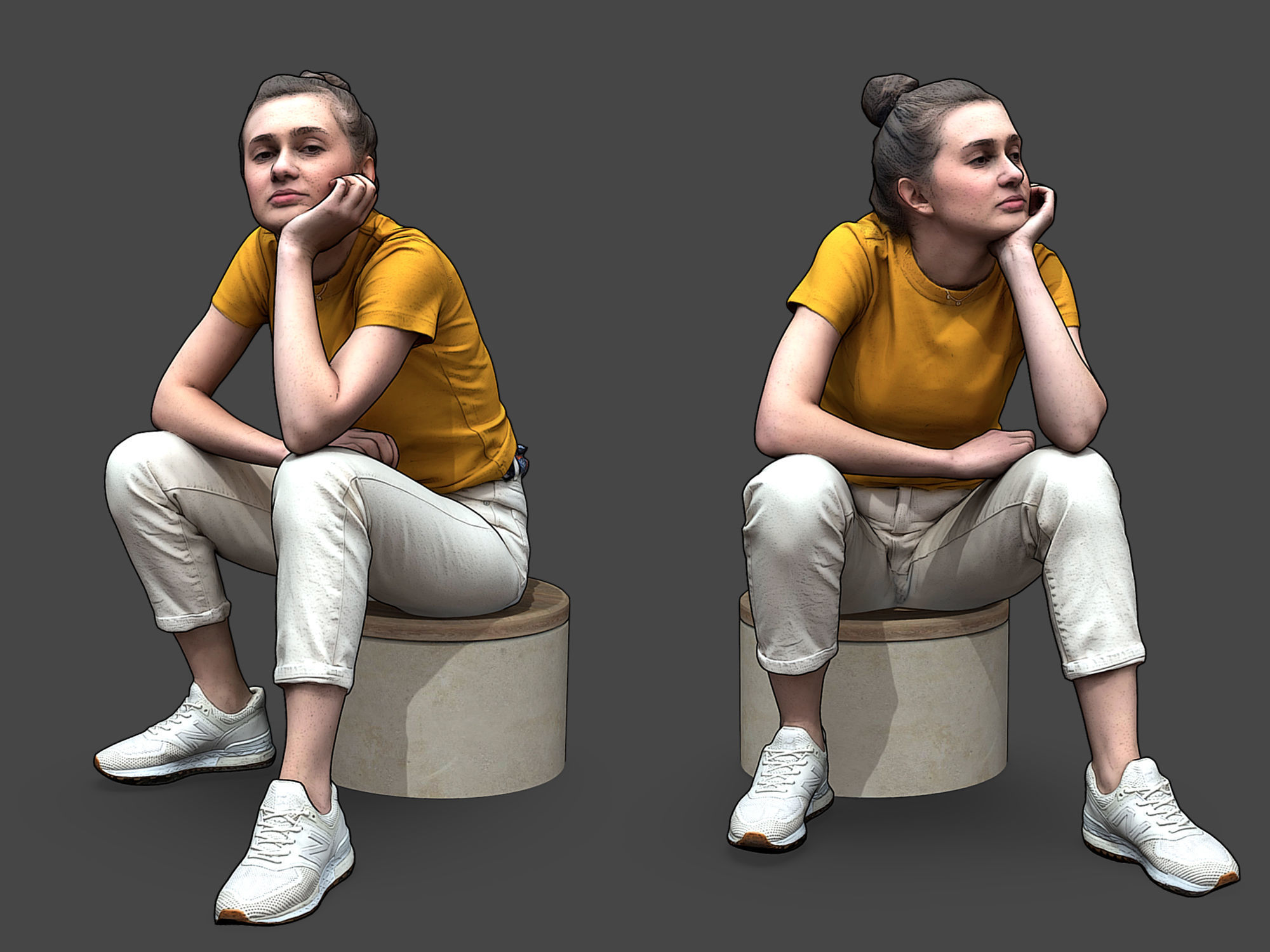 Stylized Woman Character Sitting 3D model | CGTrader