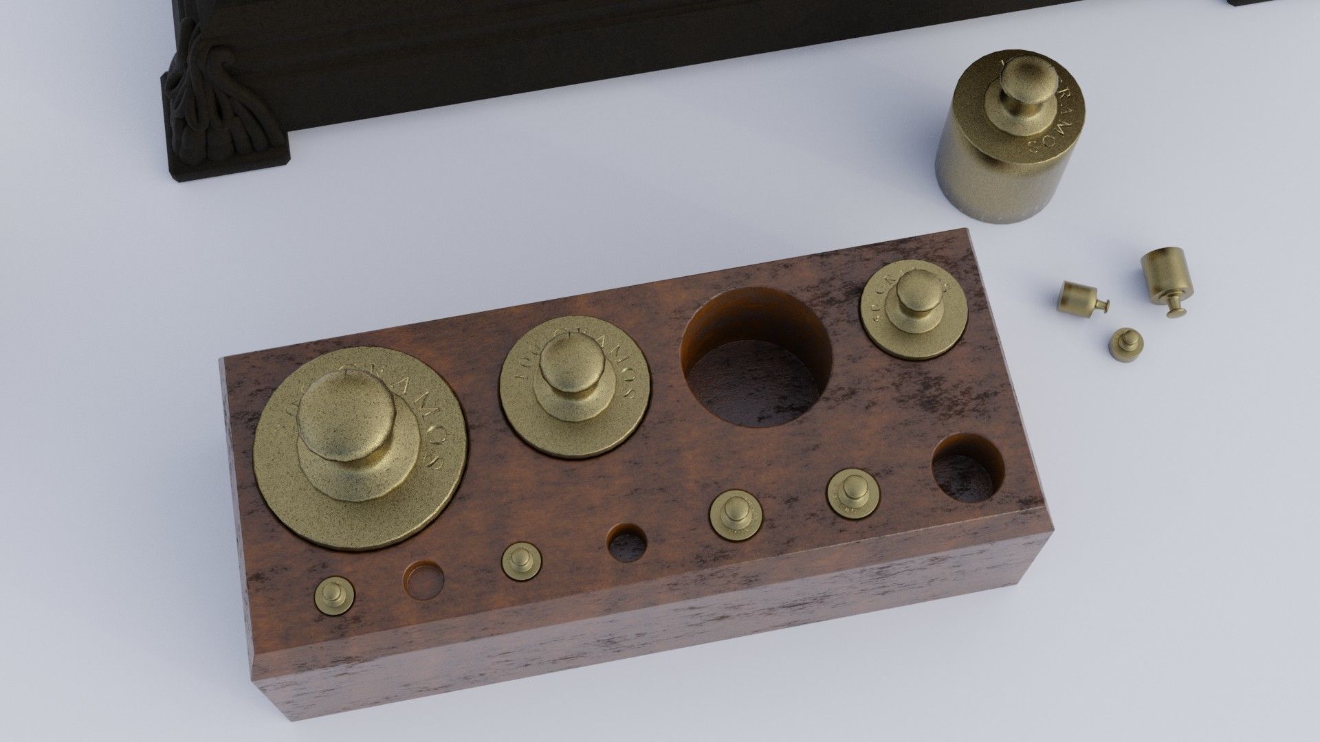 3D model Rigged vintage balance scale with weights VR / AR / low-poly ...