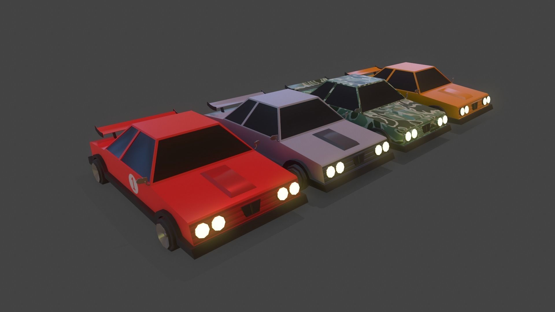 Car LowPoly with textures Collection free VR / AR / low-poly 3D model ...