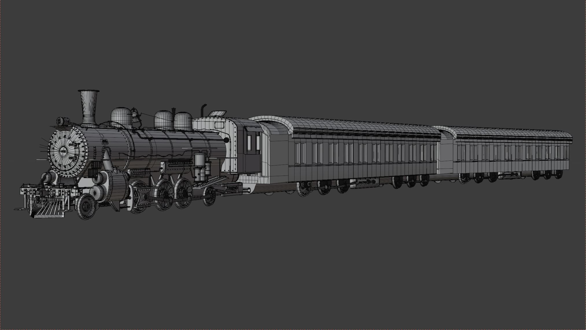Essex Steam Train Engine Locomotive and Wagons 3D model | CGTrader