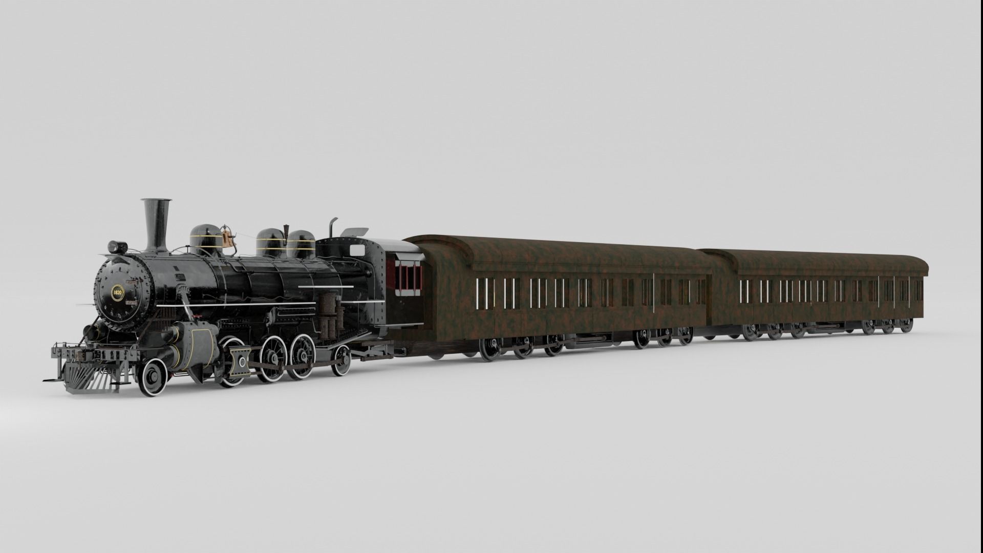 Essex Steam Train Engine Locomotive and Wagons 3D model | CGTrader