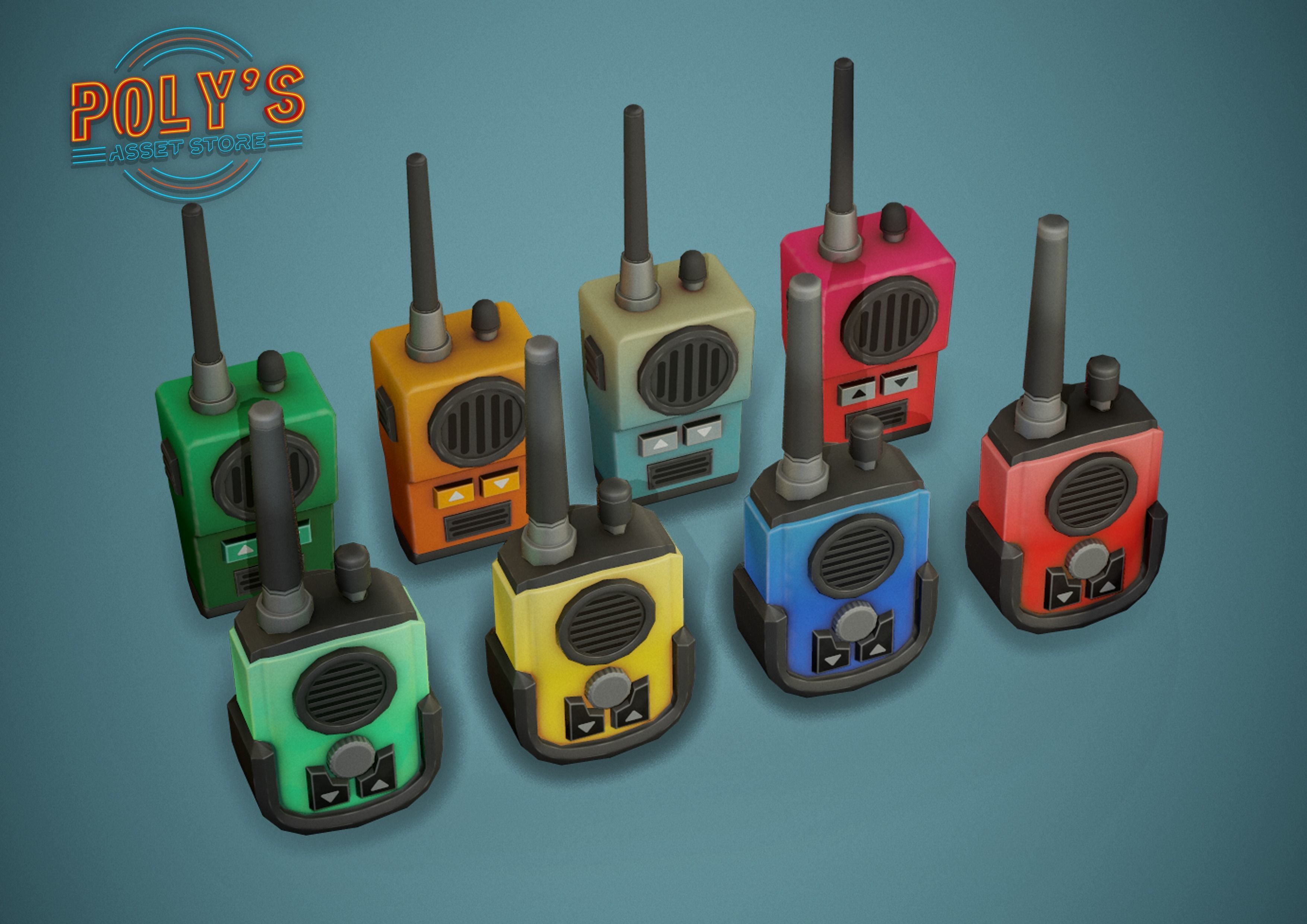 3D model Walkie Talkie Radio Set - Low Poly Stylized VR / AR / low-poly ...