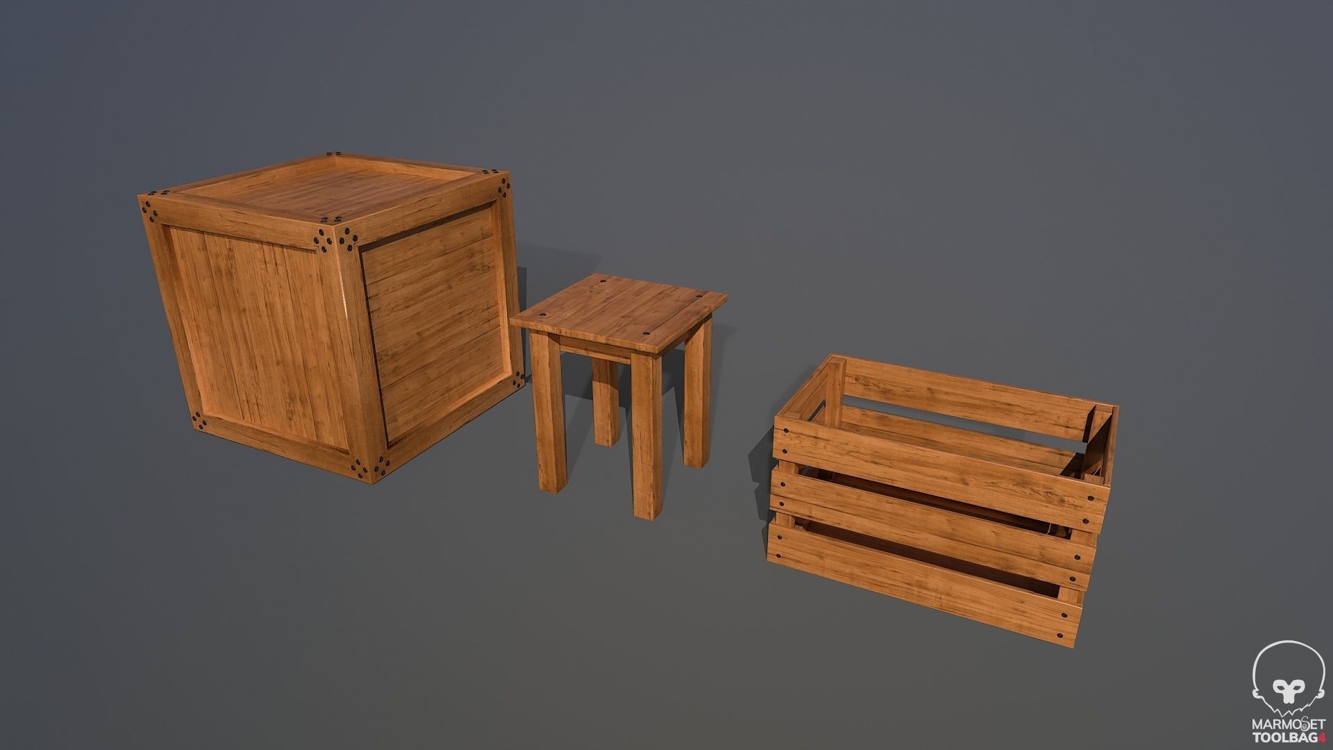 3D model Wooden box chair large box stool VR / AR / low-poly | CGTrader