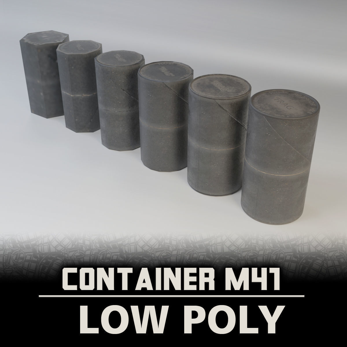 3D model Grenade container M41 - LOW POLY GAME READY PACK VR / AR / low ...