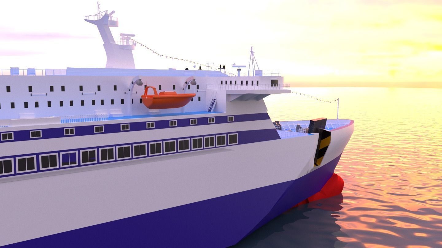 Realistic Game Ready Ferry Cruise Passenger Ship 3D model | CGTrader