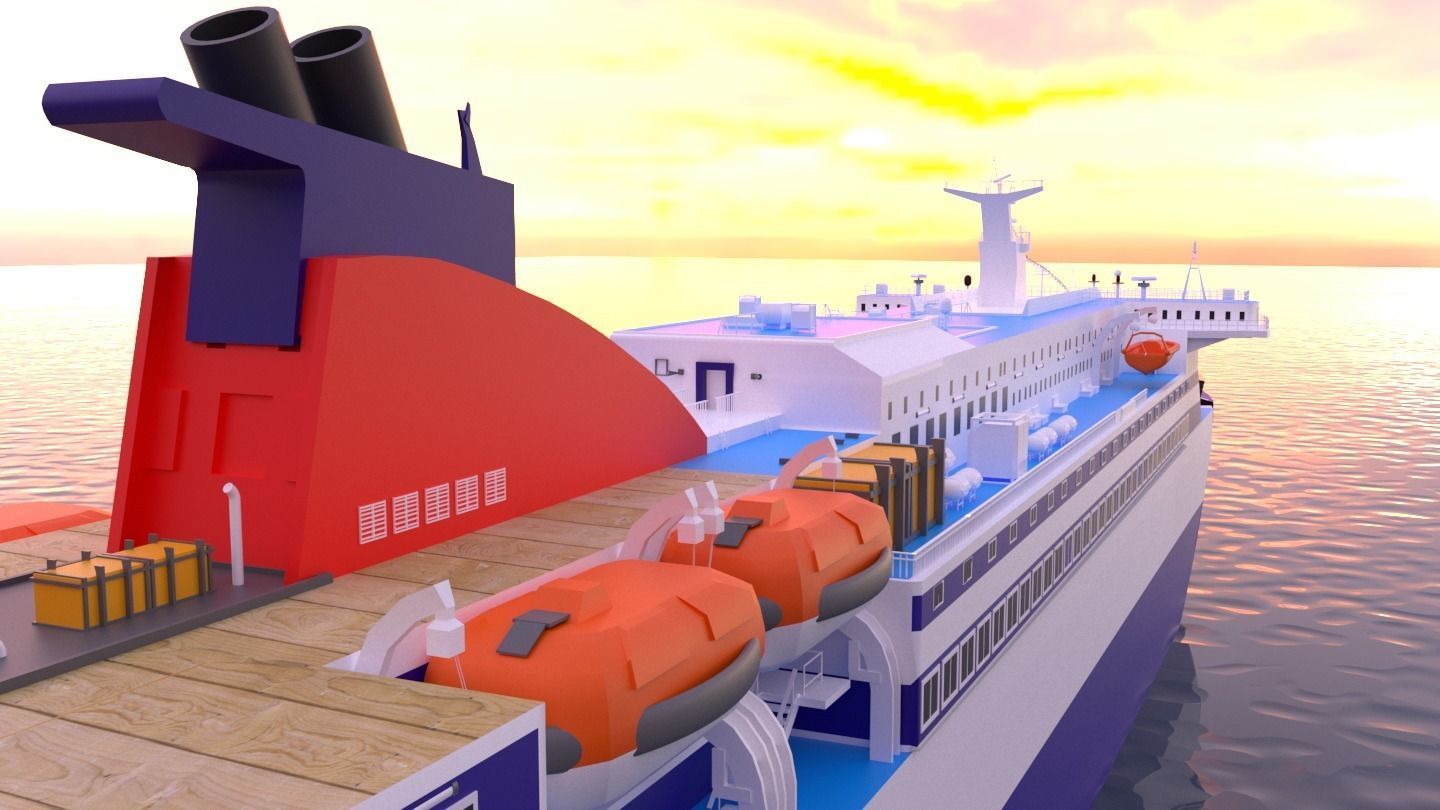 Realistic Game Ready Ferry Cruise Passenger Ship 3D model | CGTrader