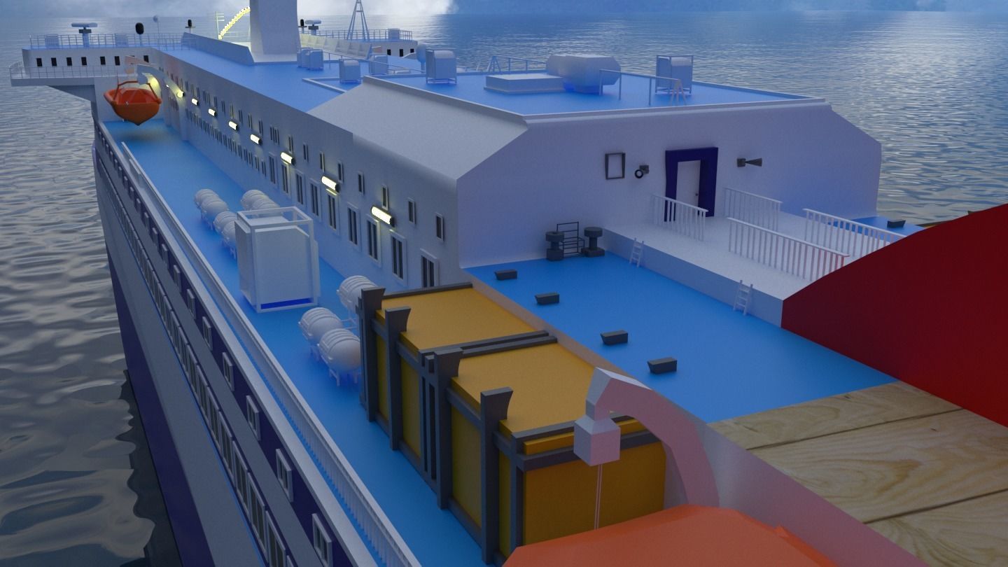 Realistic Game Ready Ferry Cruise Passenger Ship 3D model | CGTrader