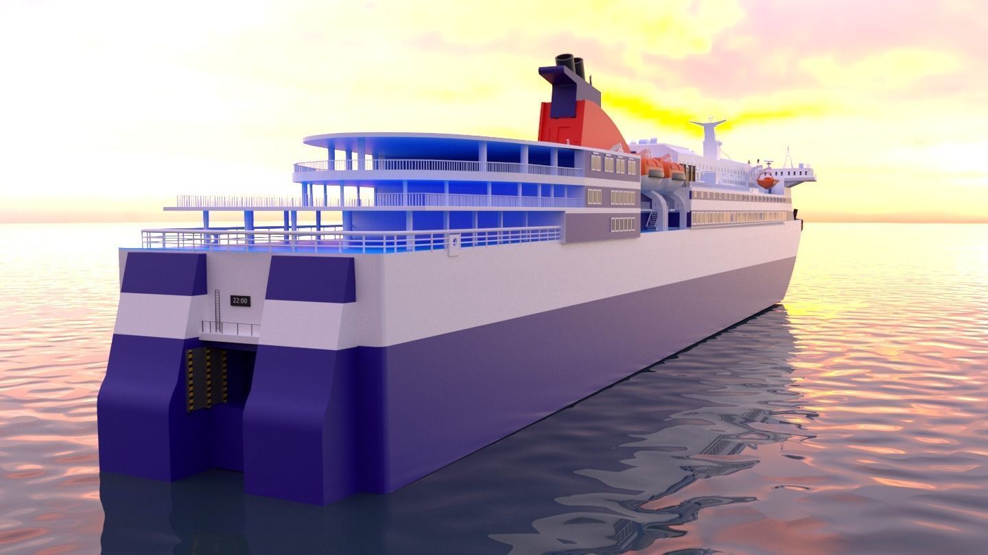 Realistic Game Ready Ferry Cruise Passenger Ship 3D model | CGTrader