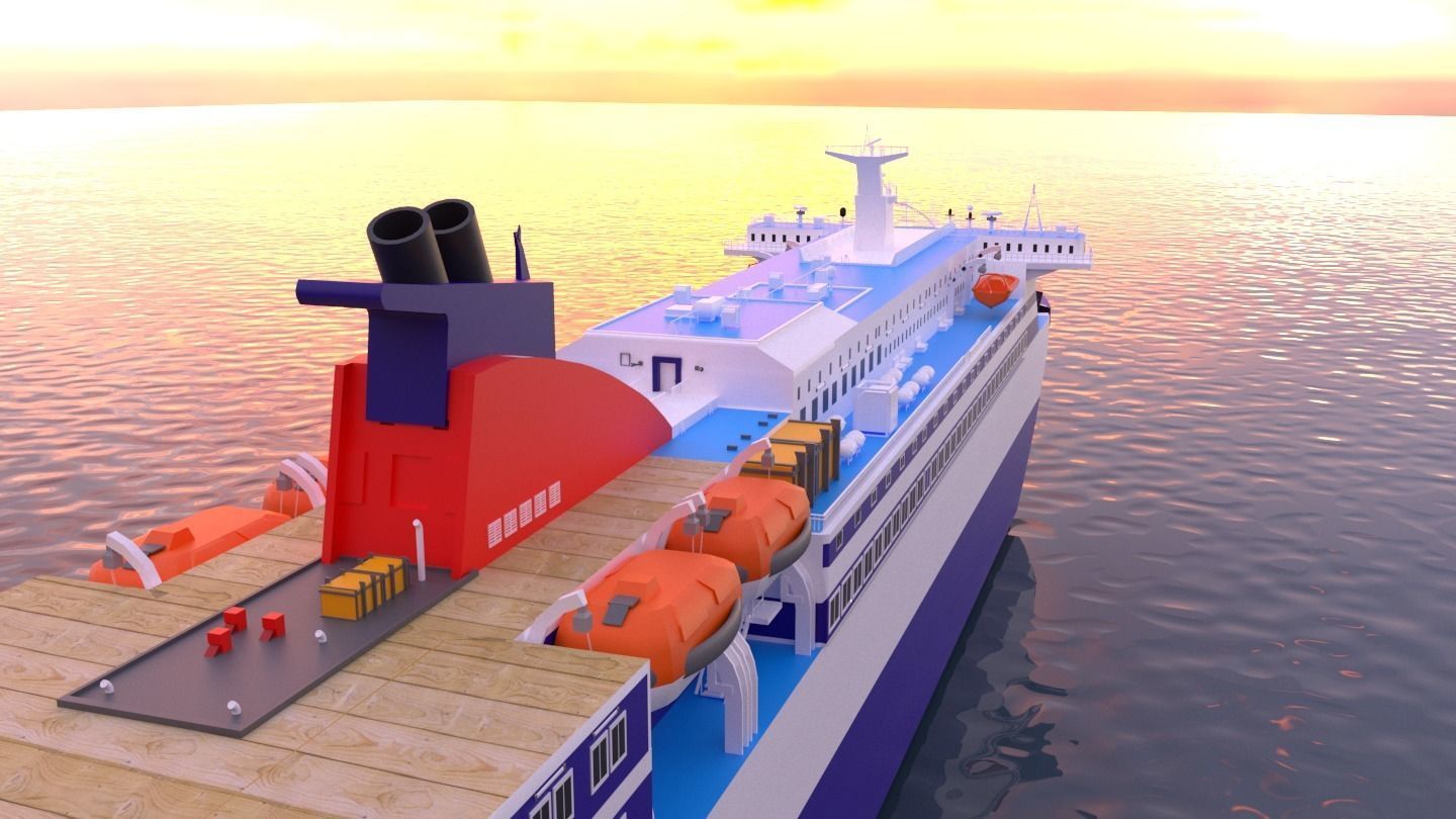 Realistic Game Ready Ferry Cruise Passenger Ship 3D model | CGTrader