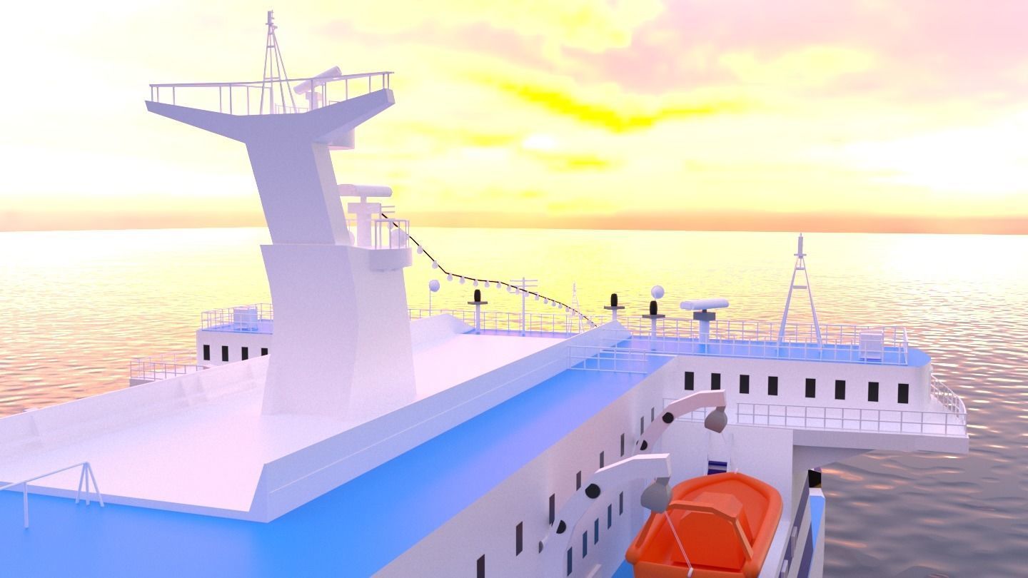 Realistic Game Ready Ferry Cruise Passenger Ship 3D model | CGTrader