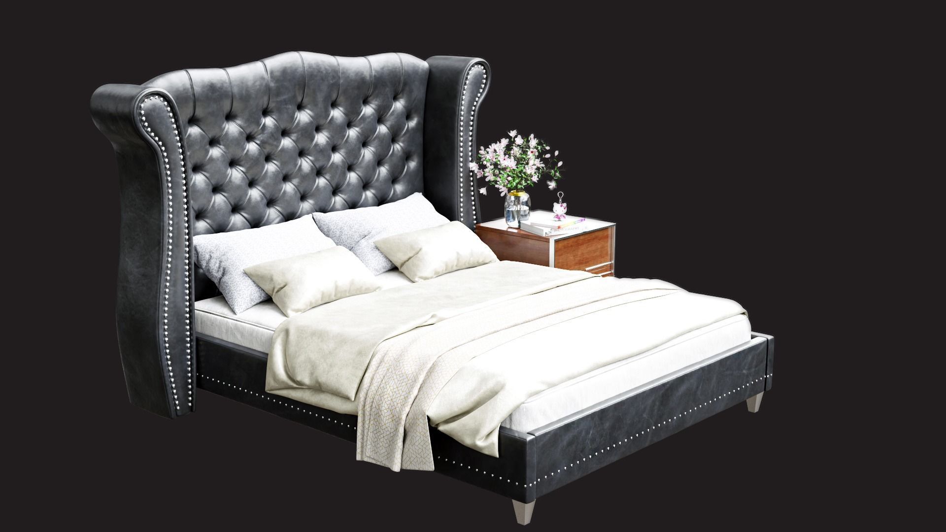 Chesterfield Bed with other goods free 3D model | CGTrader