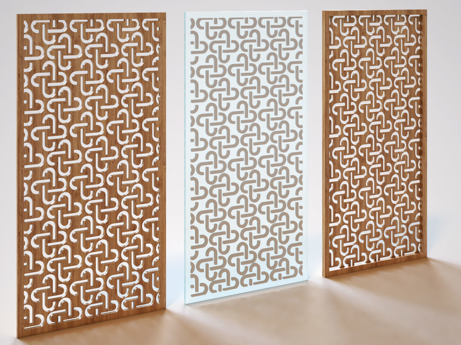 Partition three wooden screens 3D model | CGTrader