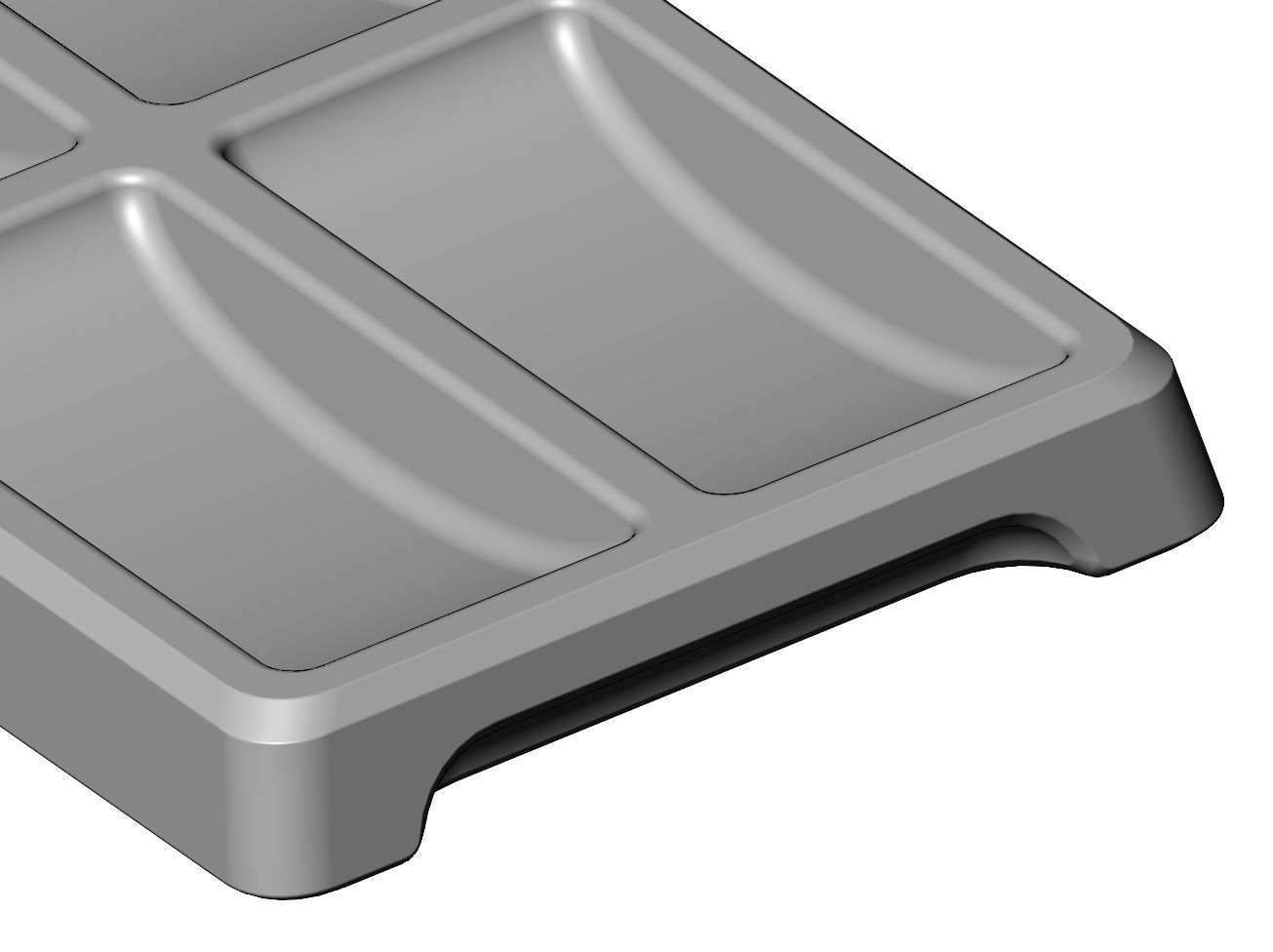 Rectangular 4 slots serving tray relief 3D model 3D printable | CGTrader