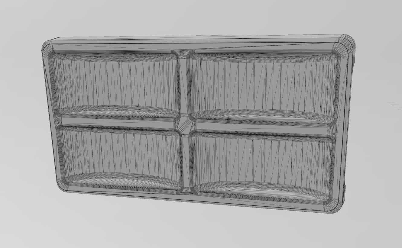 Rectangular 4 slots serving tray relief 3D model 3D printable | CGTrader