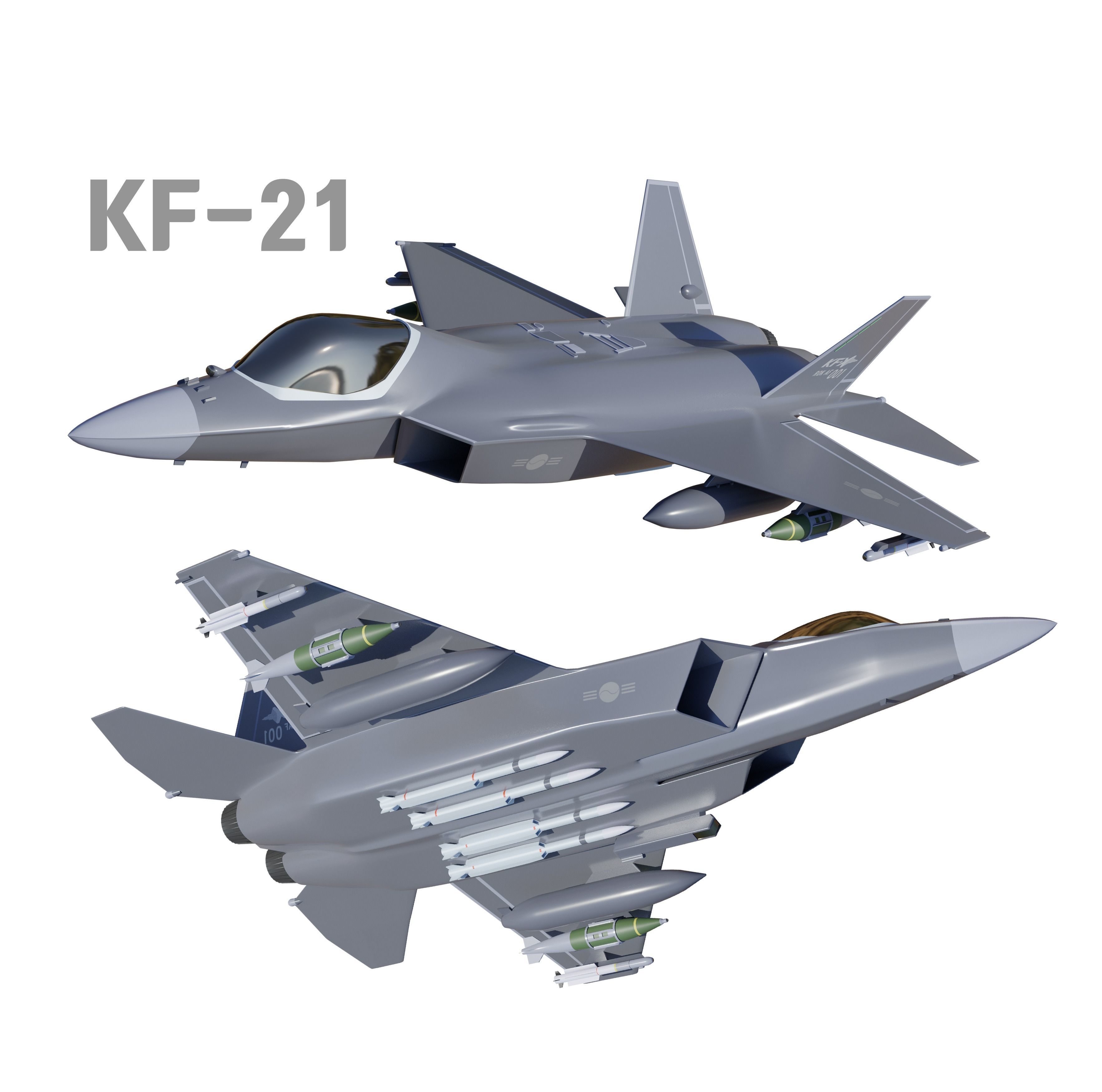 South Korea KAI KF-21 KFX Jet fighter blender 3D model | CGTrader