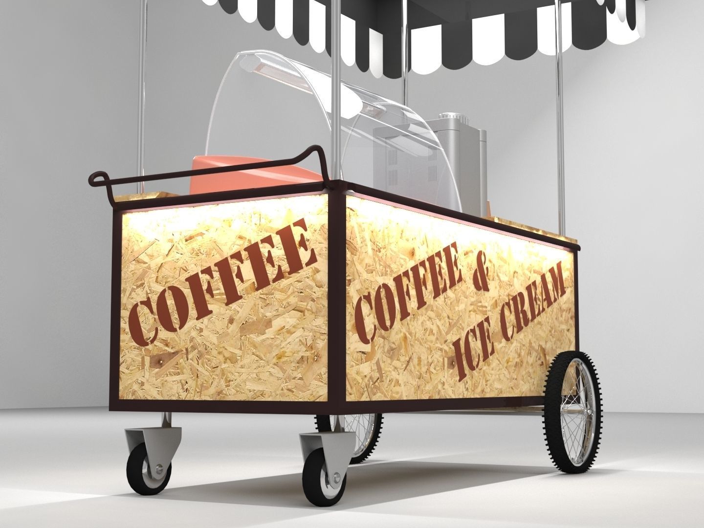 coffee barrow ice cream barrow kahve dondurma arabasi cart 3D model ...