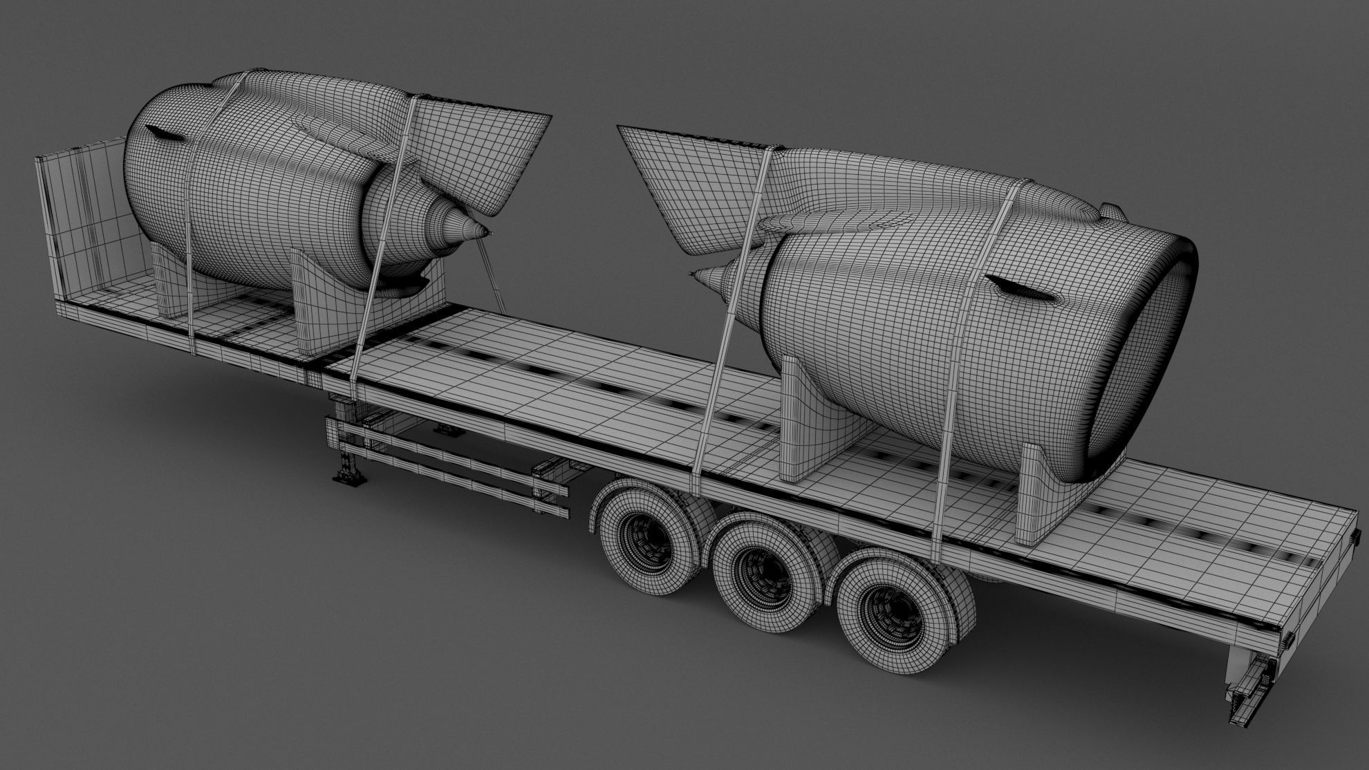 Flatbed Trailer with Jet Engines 3D model | CGTrader