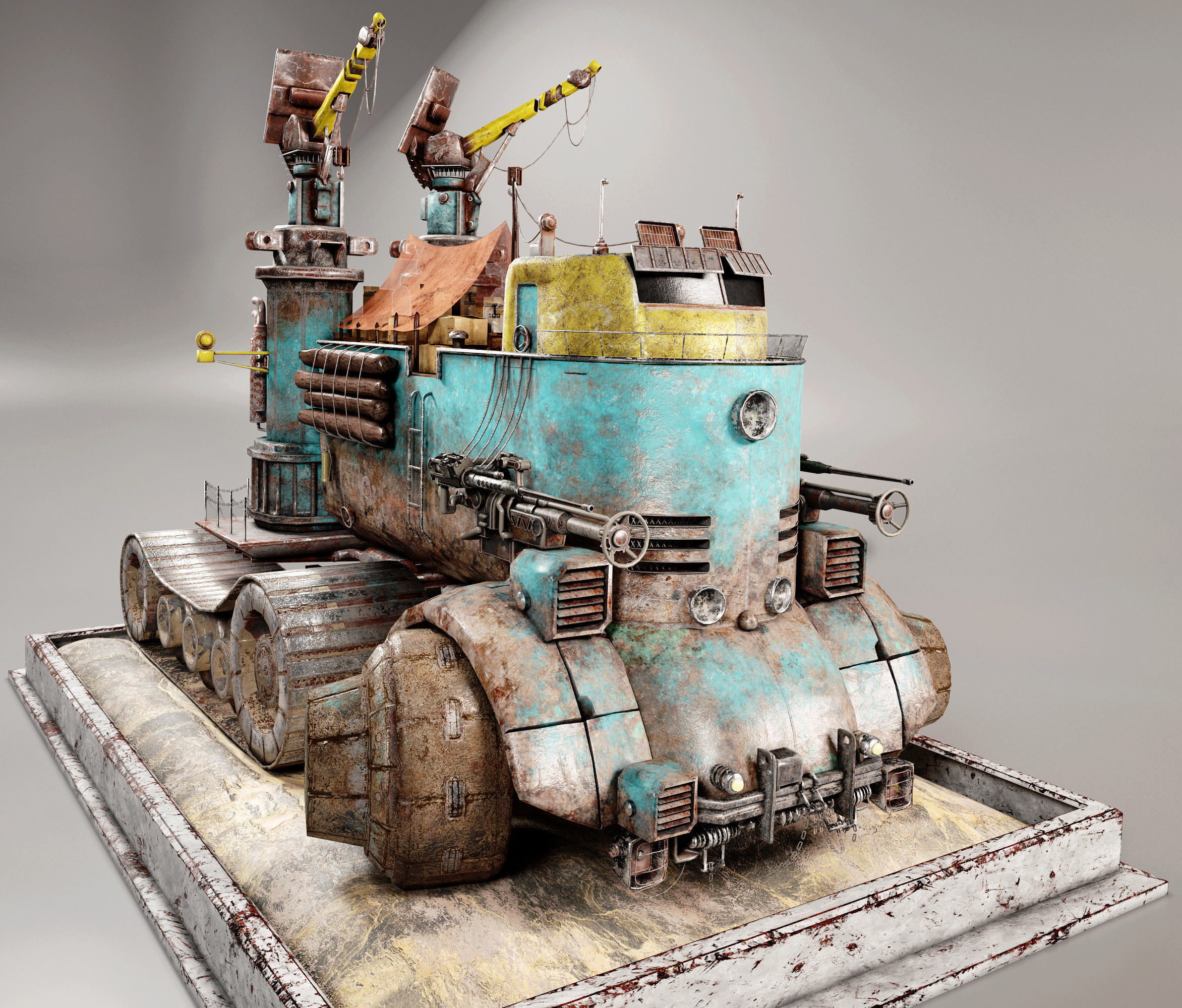 3d Model Dieselpunk Vehicle Vr Ar Low Poly Cgtrader