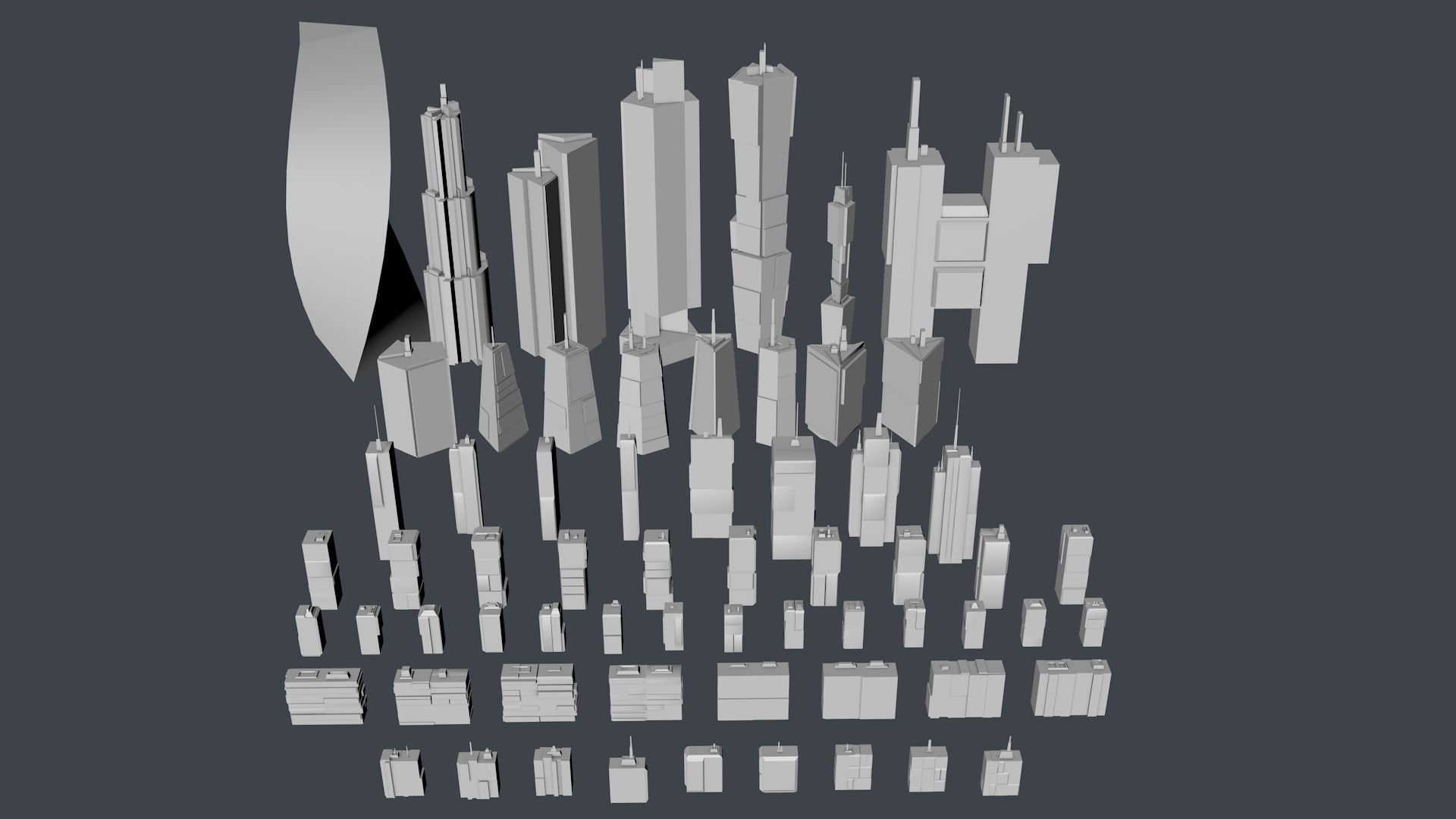 Sci Fi Cityscape Mega Pack Cyberpunk 57 Greeble Buildings Lot free 3D ...
