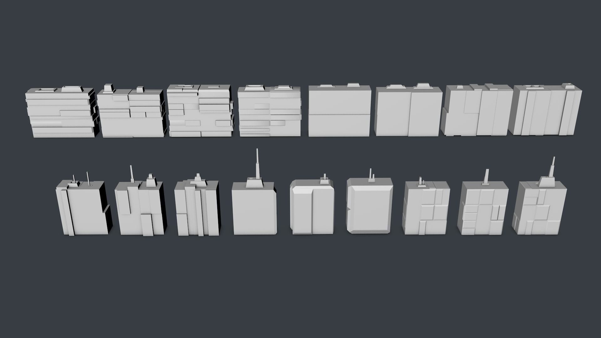 Sci Fi Cityscape Mega Pack Cyberpunk 57 Greeble Buildings Lot free 3D ...