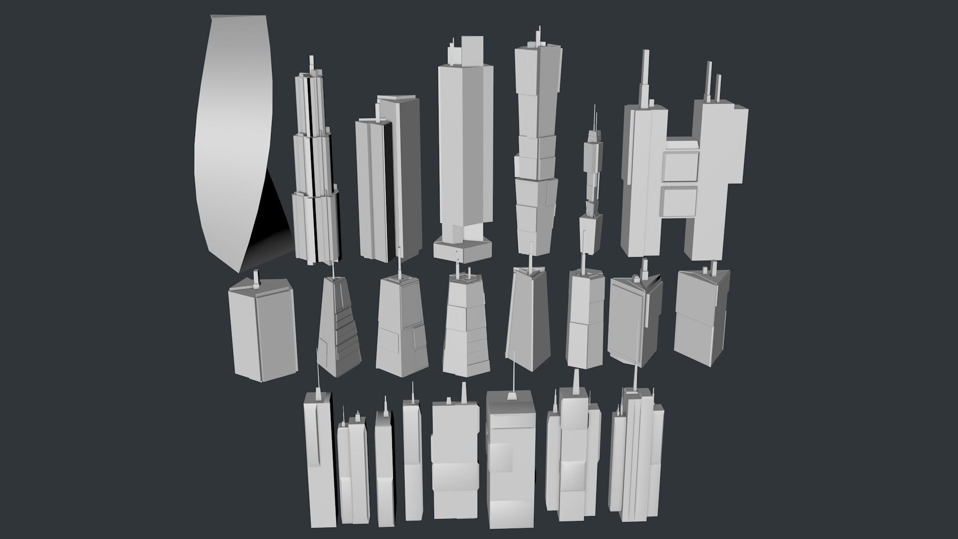 Sci Fi Cityscape Mega Pack Cyberpunk 57 Greeble Buildings Lot free 3D ...