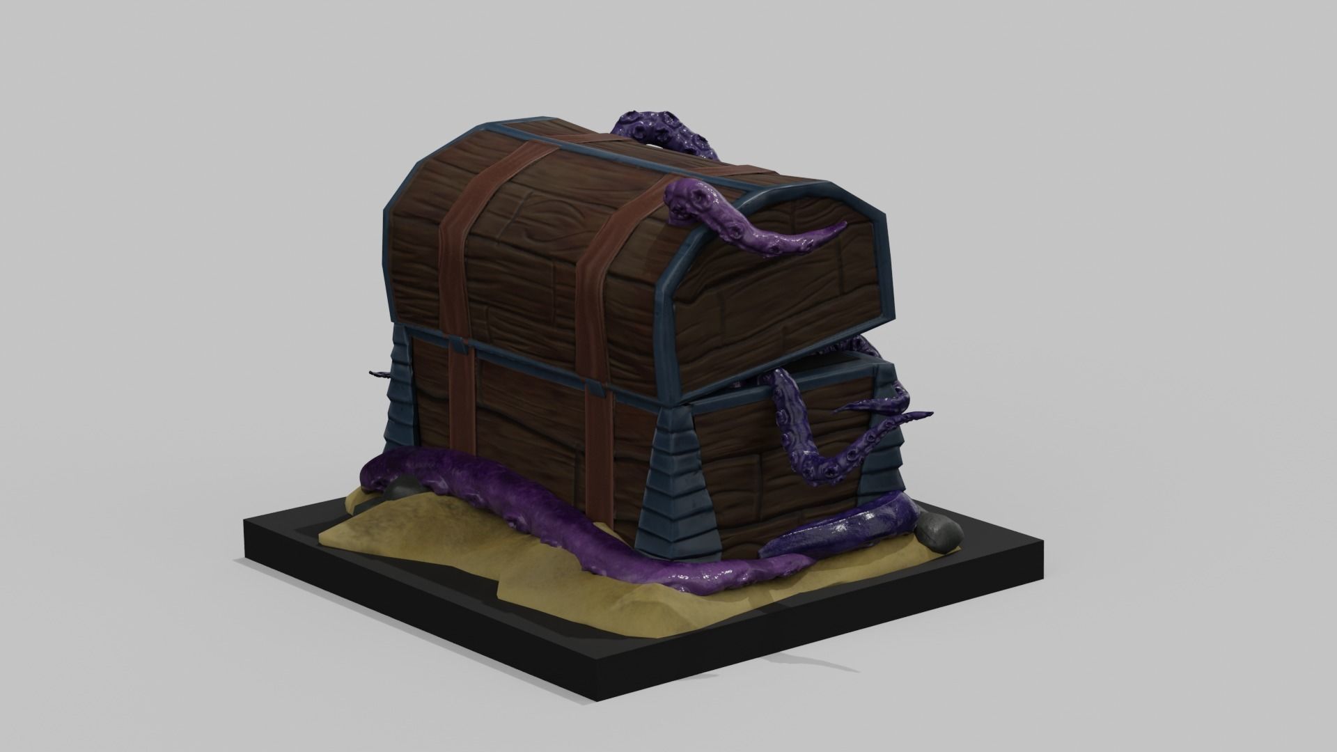3D model 3D Fantasy Octopus Monster Treasure Chest Stylized 3D Game ...