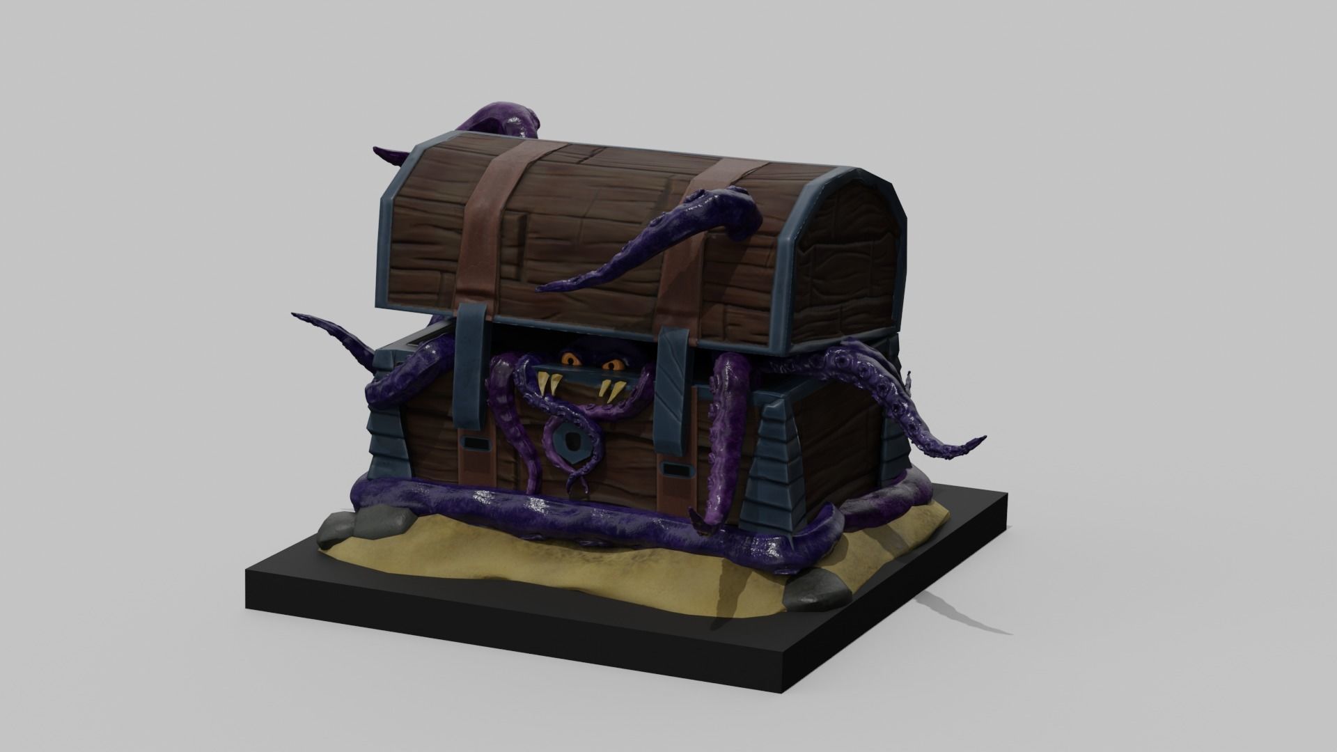 3D model 3D Fantasy Octopus Monster Treasure Chest Stylized 3D Game ...