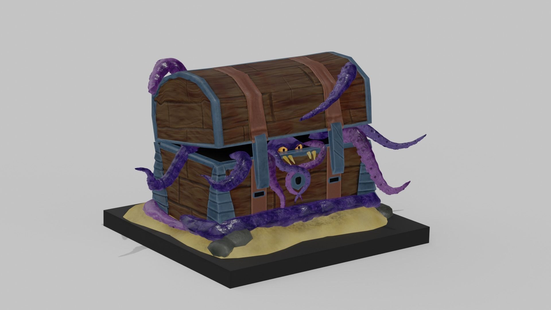 3D model 3D Fantasy Octopus Monster Treasure Chest Stylized 3D Game ...