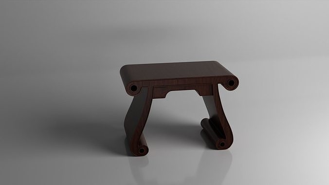 Antique Wooden Scroll Stool free 3D model | CGTrader